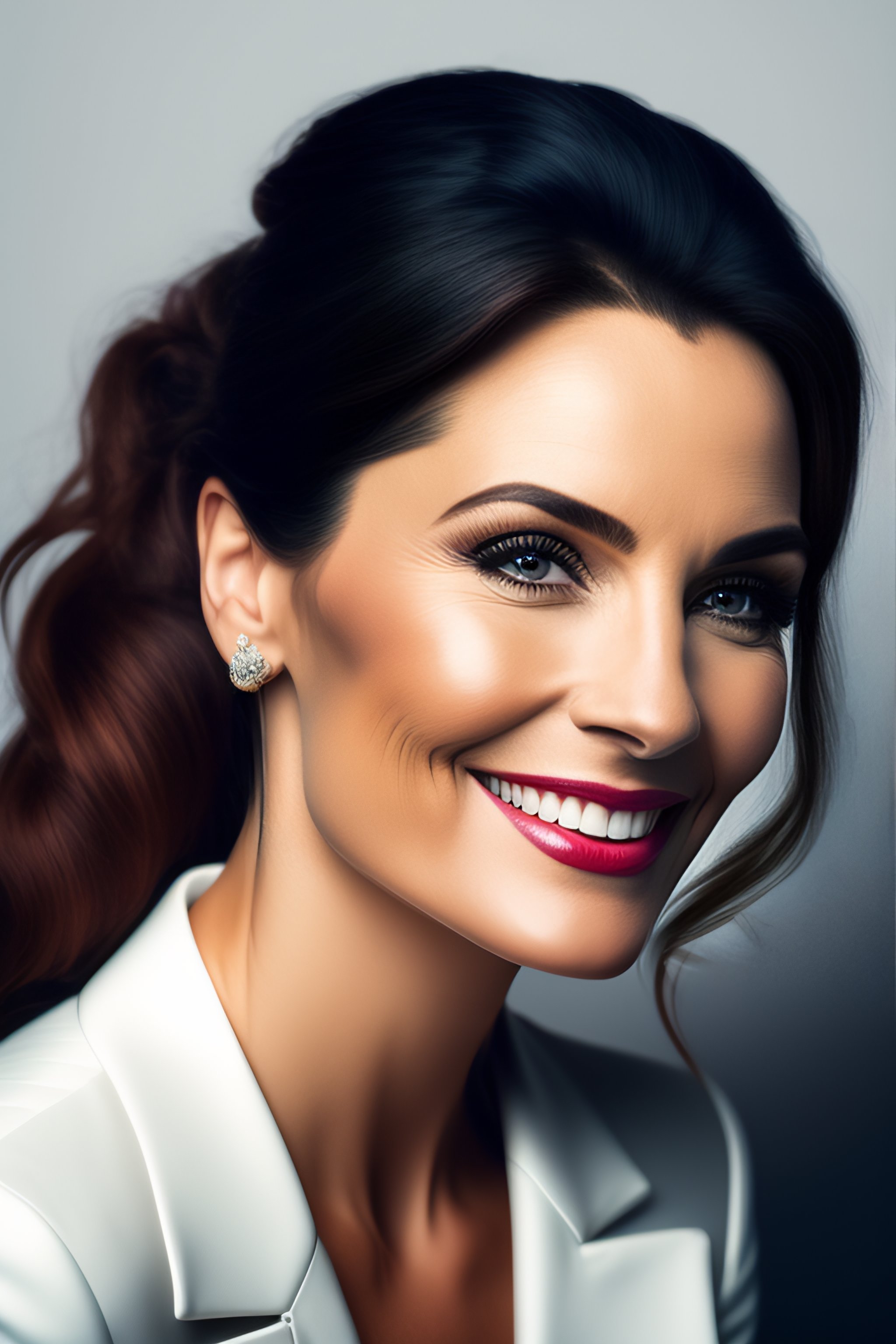 Lexica - Woman talking in phone, realistic, photo, white background