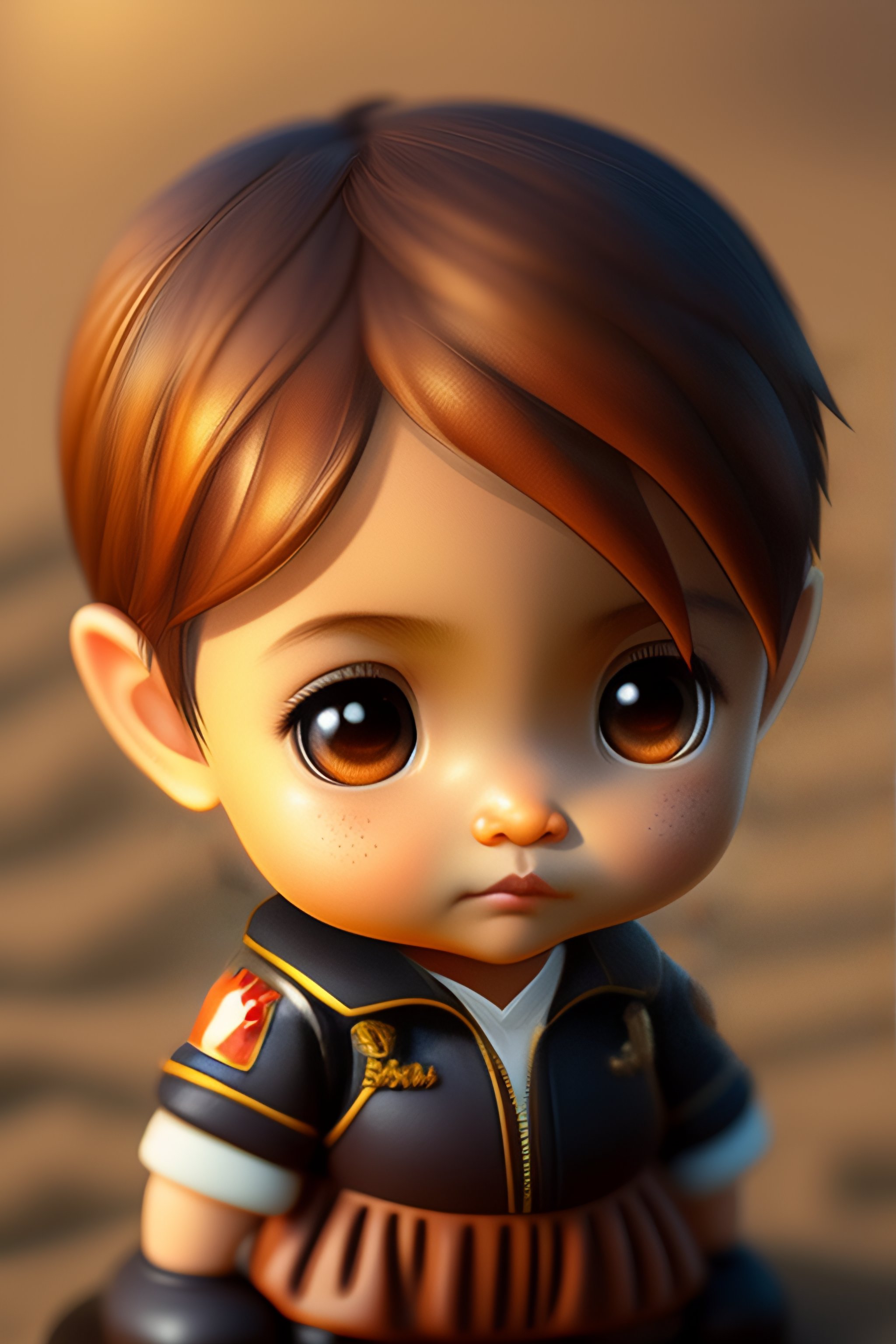 Lexica - Beautiful light brown baby playing chibi character