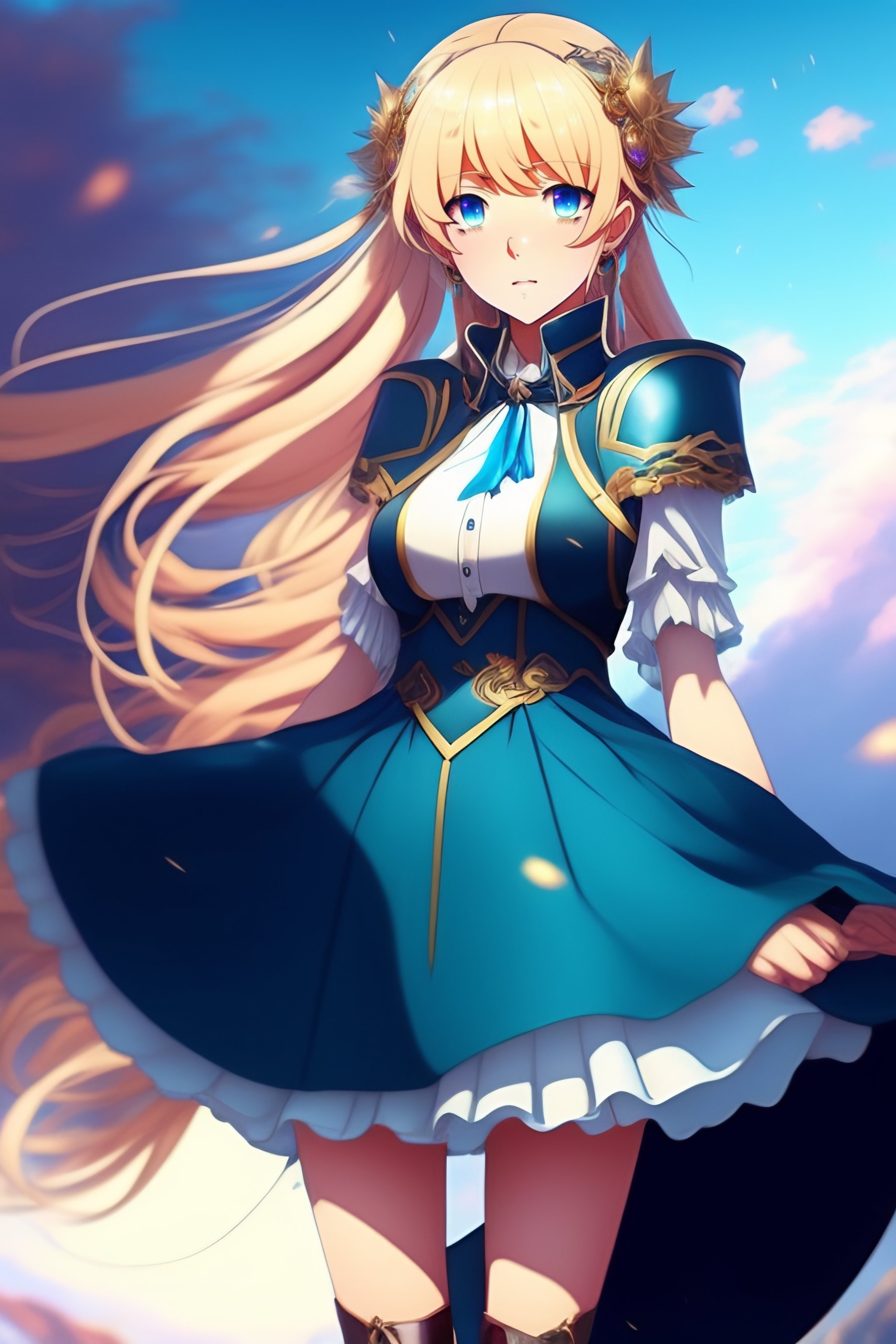 Lexica - Anime, fgo. She saw her reflection. Blond, long hair, blue ...