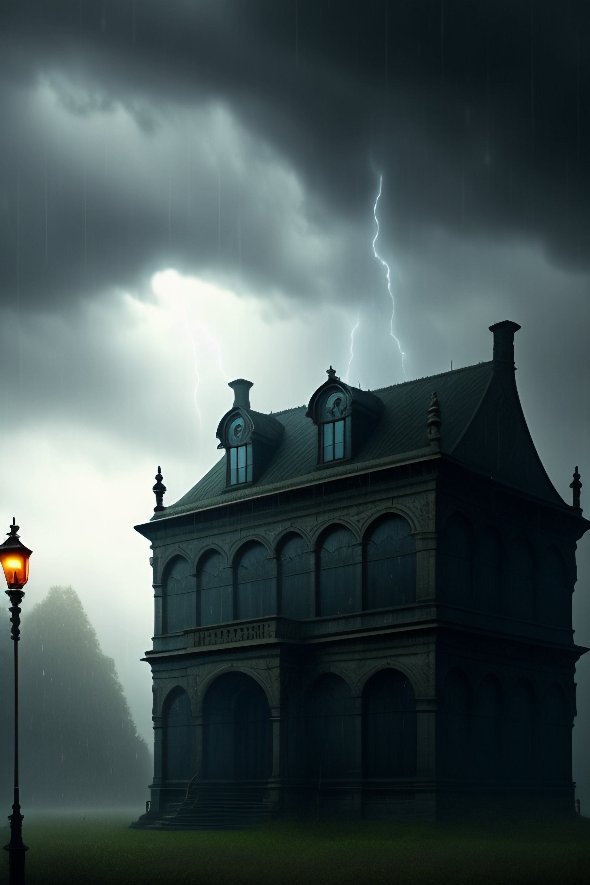 Lexica - Gloomy building in the gothic style, creepy background ...