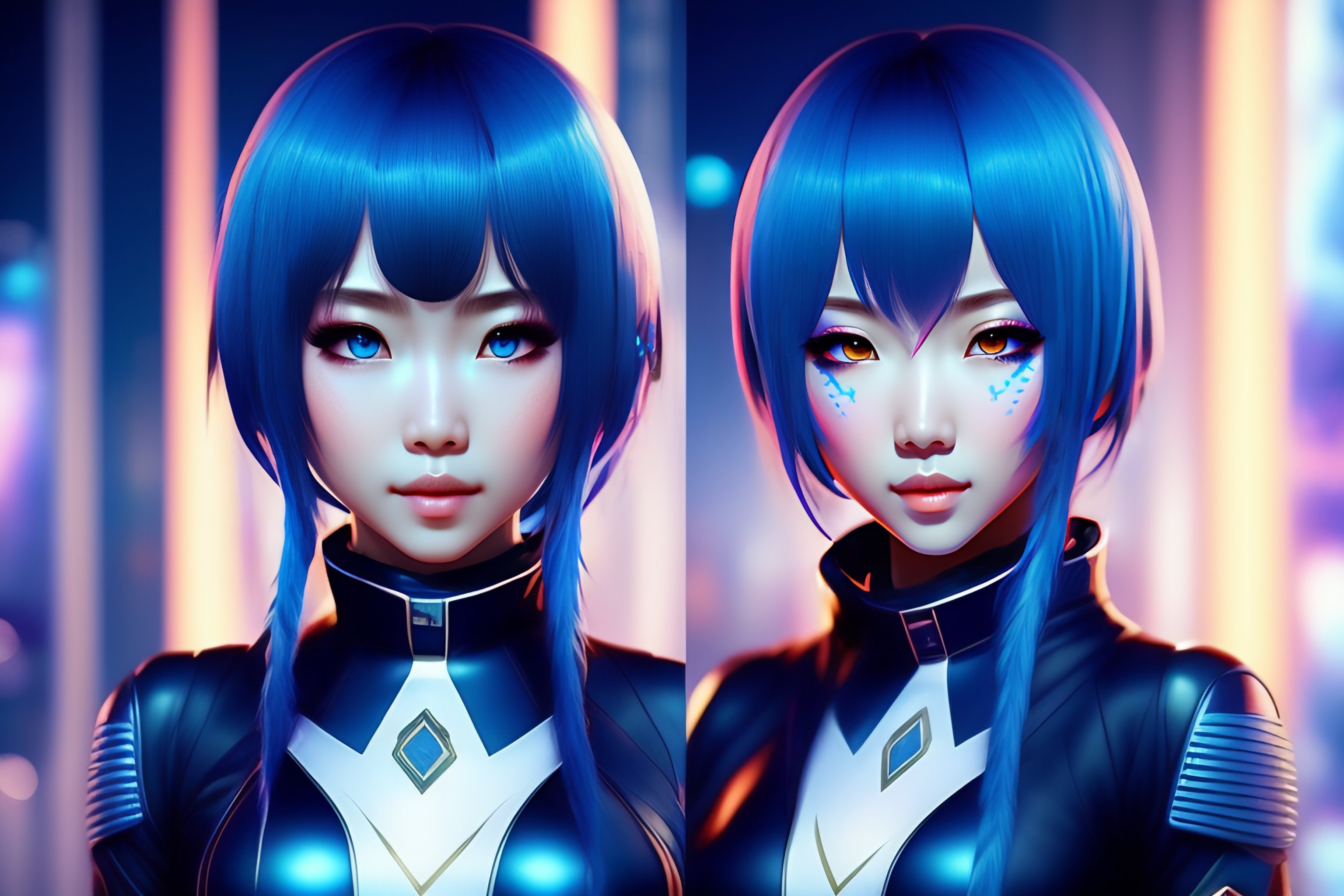 Lexica - Future human with blue skin anime style