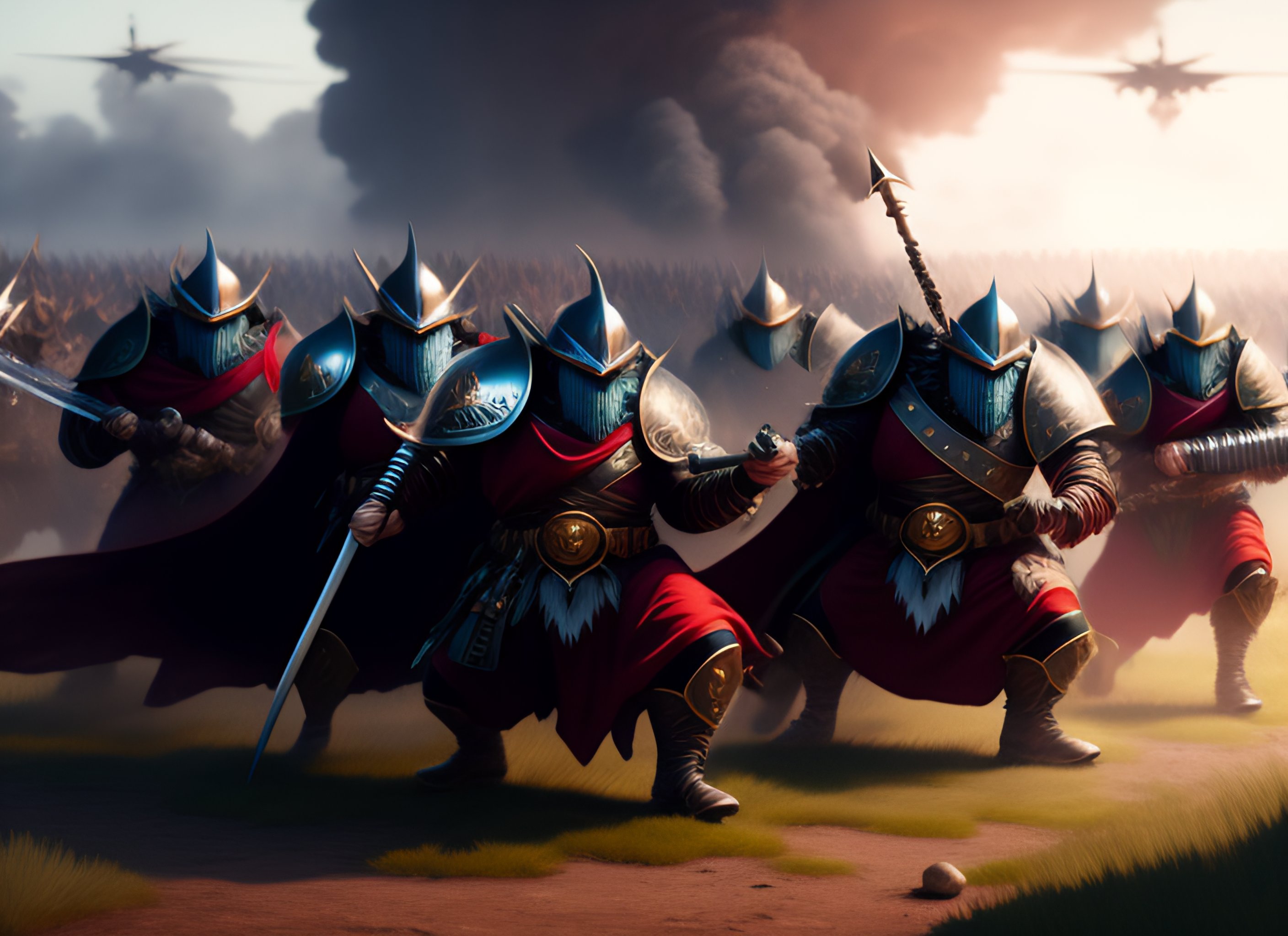 Lexica - Army of violent medieval orks figthing each other in field ...