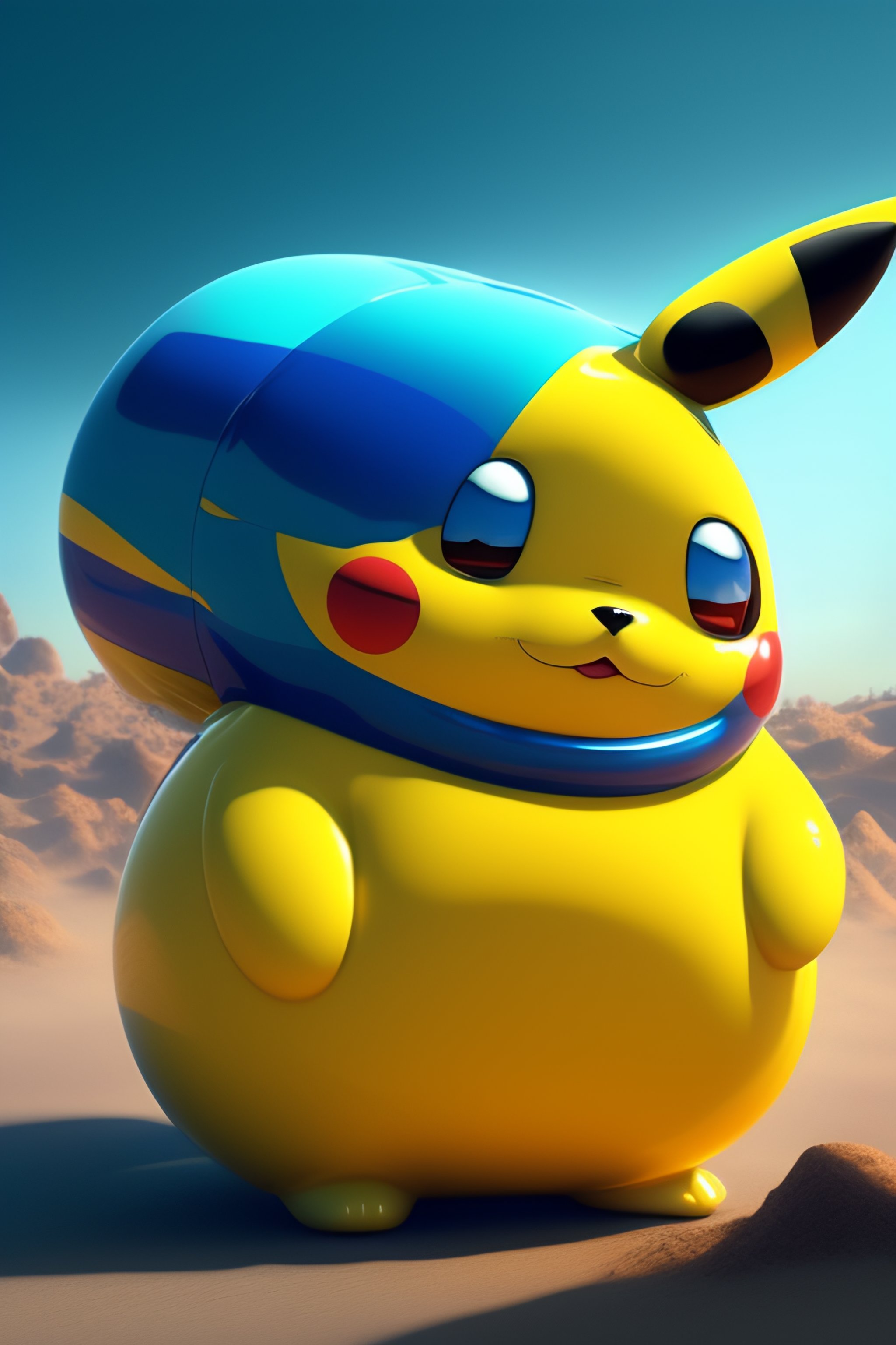 Lexica - Doraemon,Pikachu y larale en la playe