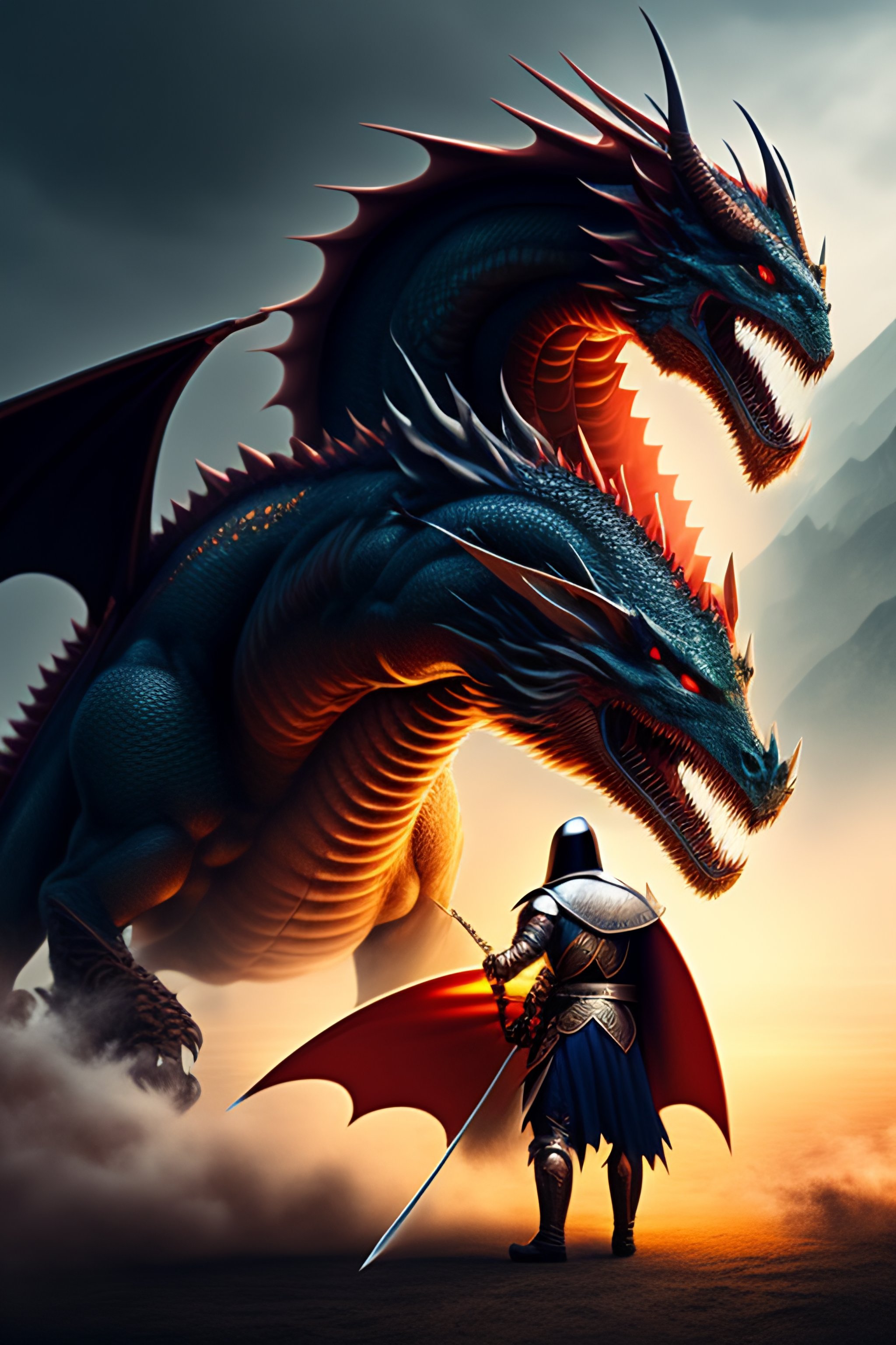 Knights Fighting Dragons