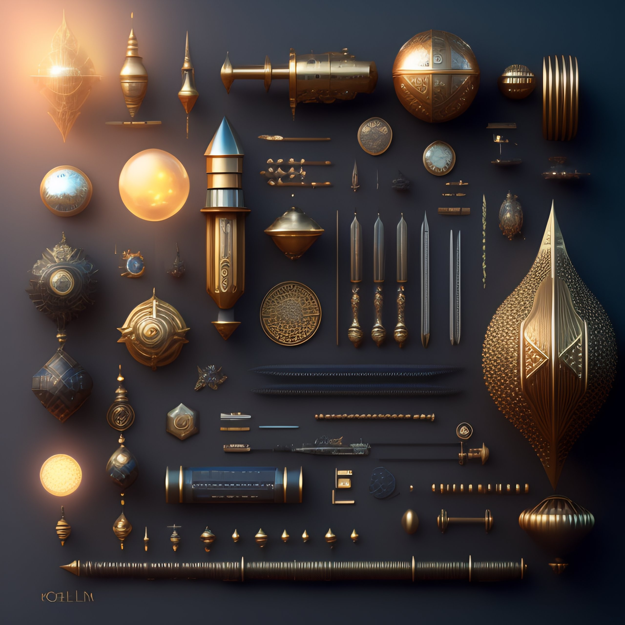 Lexica - Futuristic magical devices, Costumes and props, Knolling ...