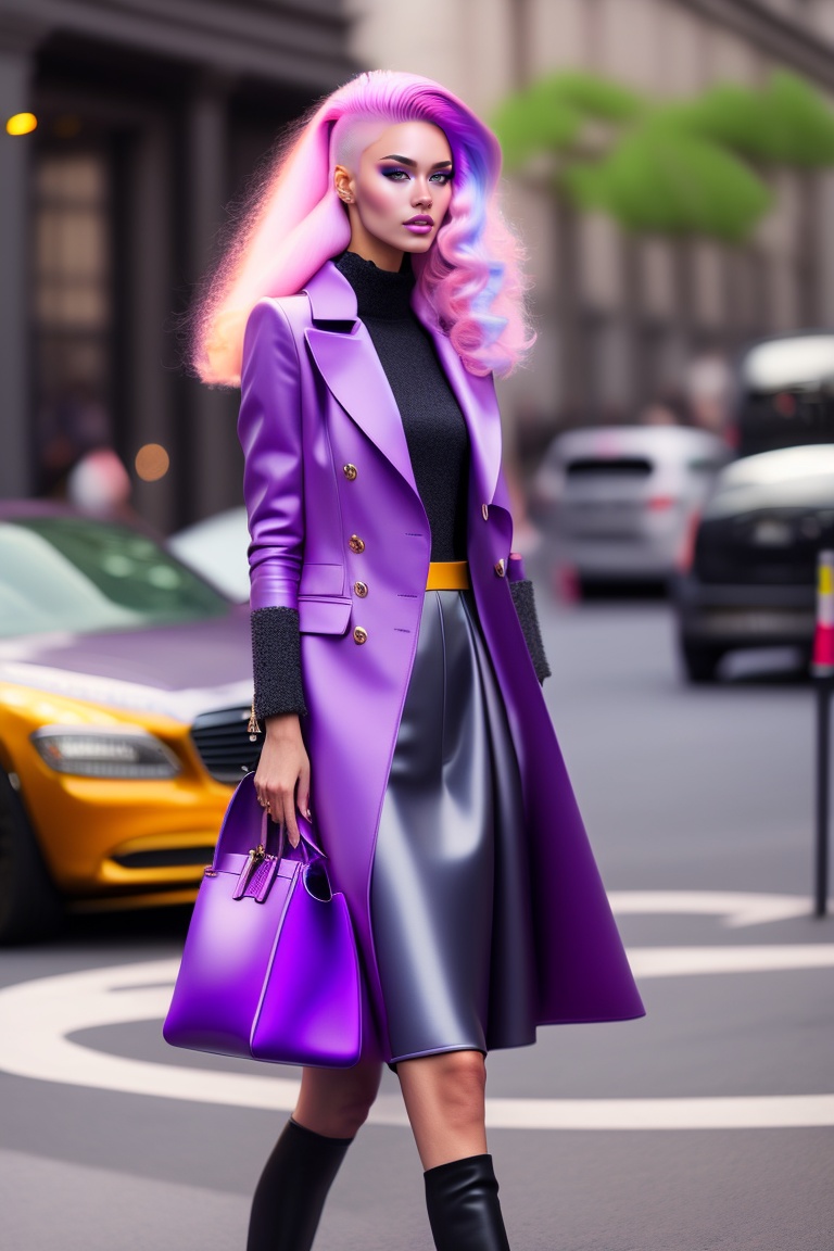 Lexica - A high fashion model with light purple pastel color hair. high ...