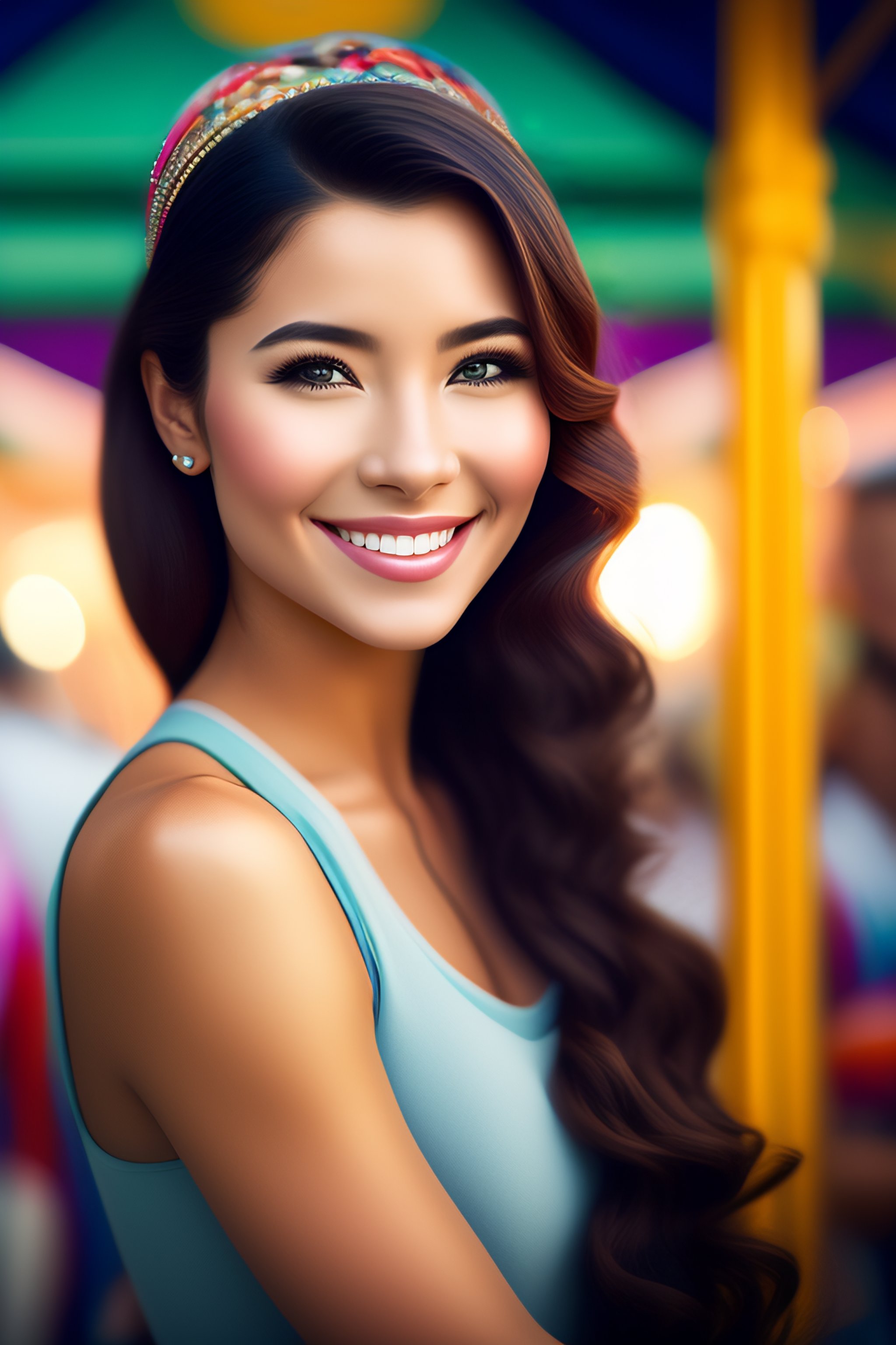 Lexica - Little playful beautiful fair girl with smile, side view