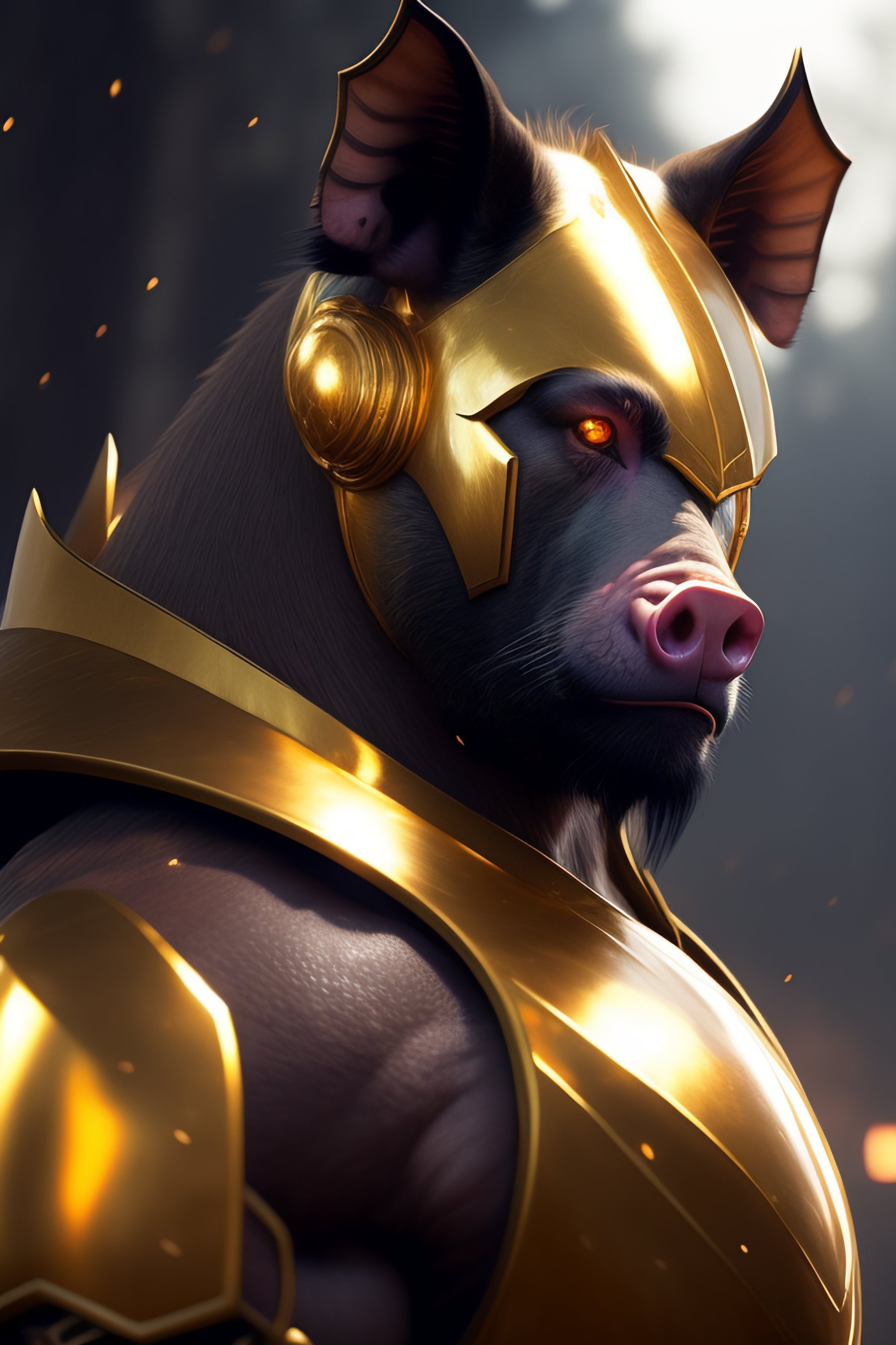 Lexica - A portrait of humanoid pig man with a scar on their eye ...