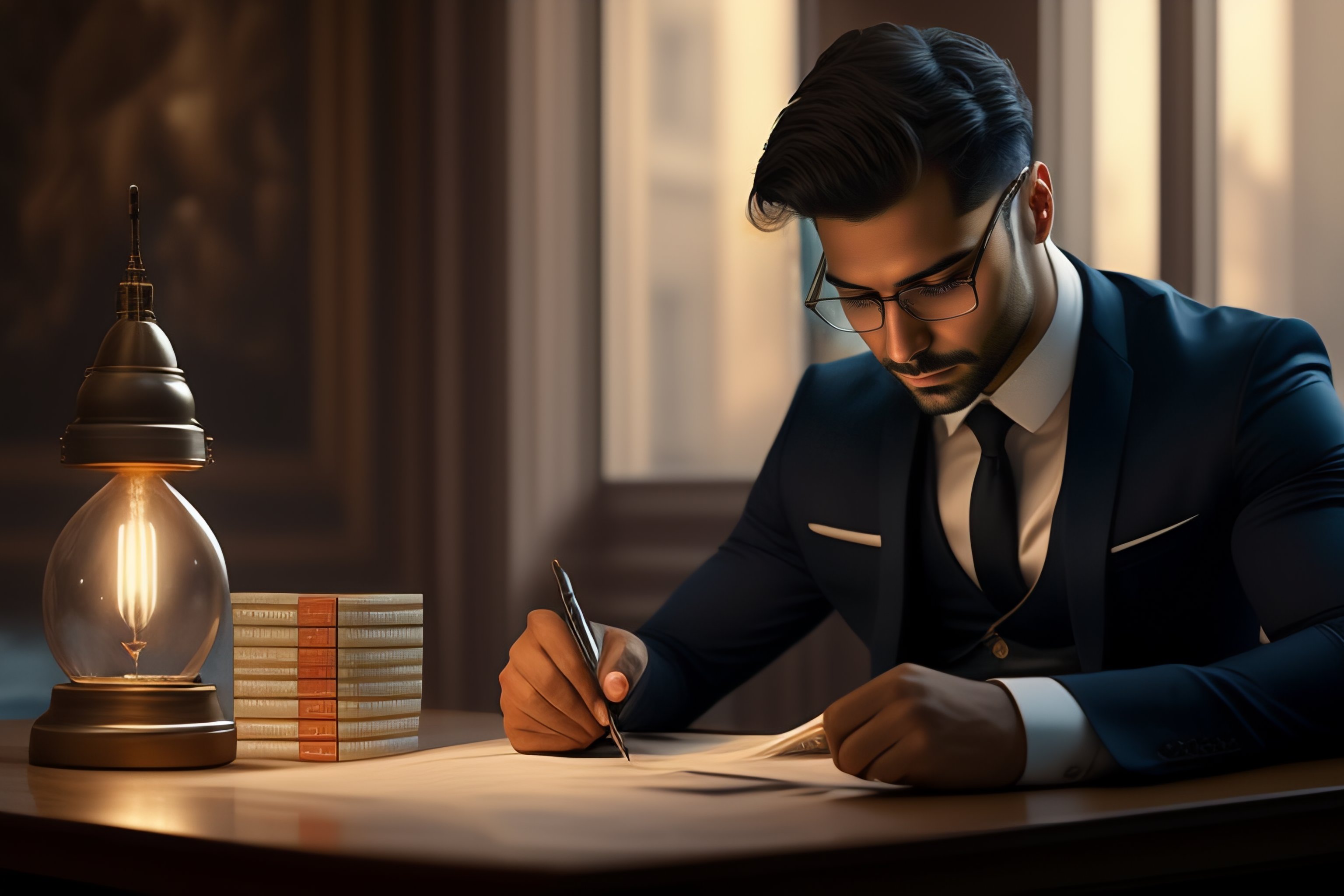 Lexica - A man working with money on bank, sad, low, bibin hans thoma ...