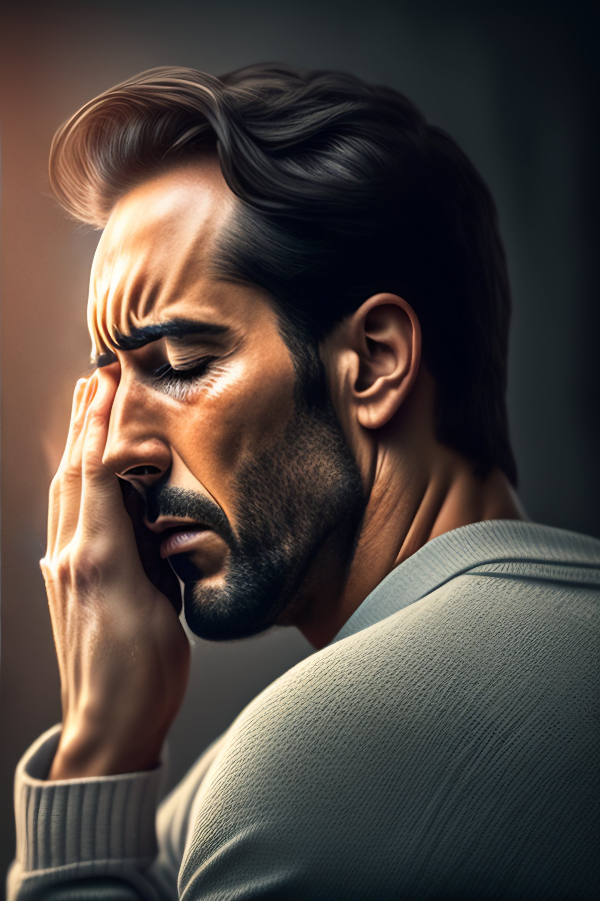 Lexica - Man in pain,crying for help,sinking into sadness,realistic 8k