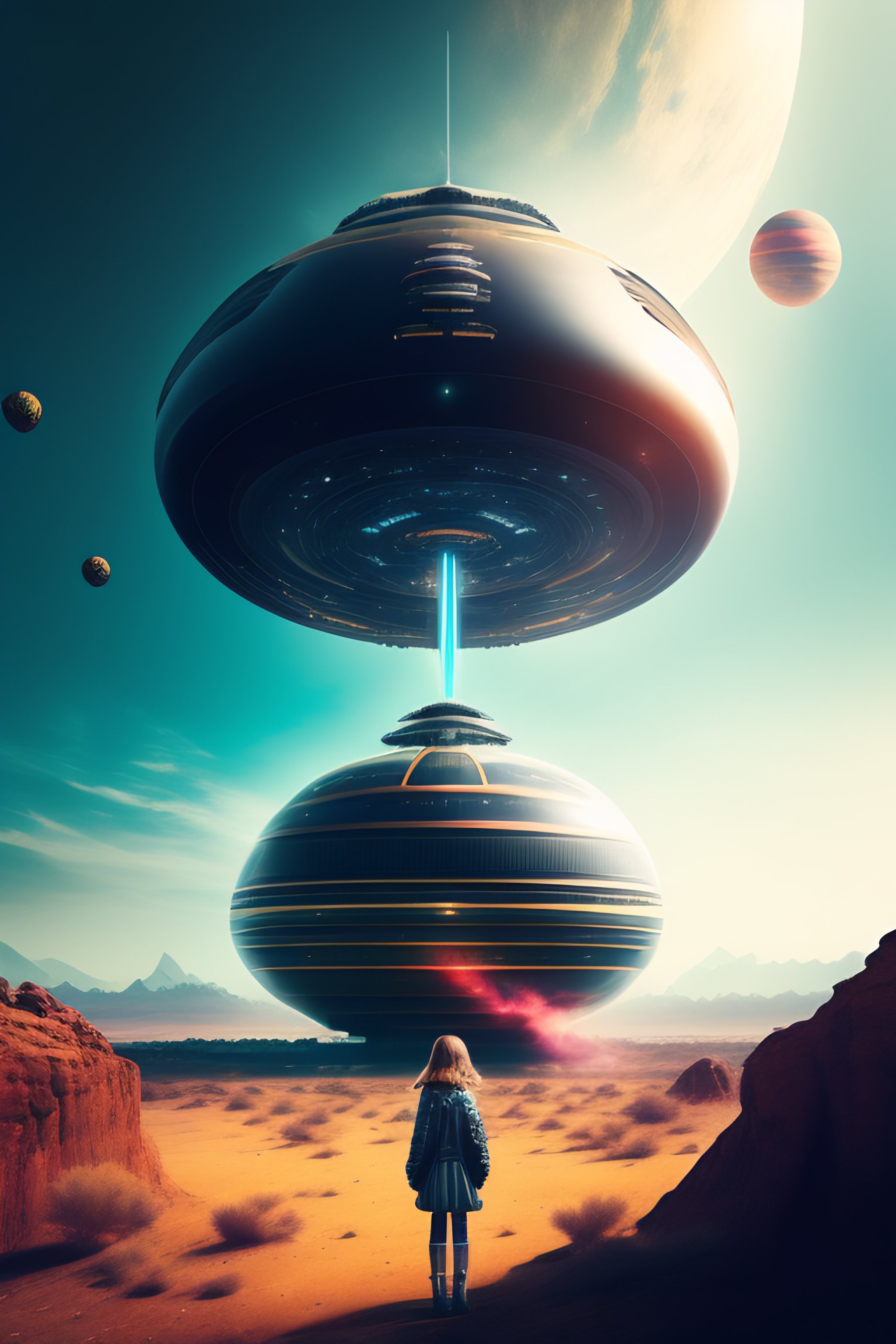 Lexica - Distopic future, alien space ship above the sky, earth as a ...