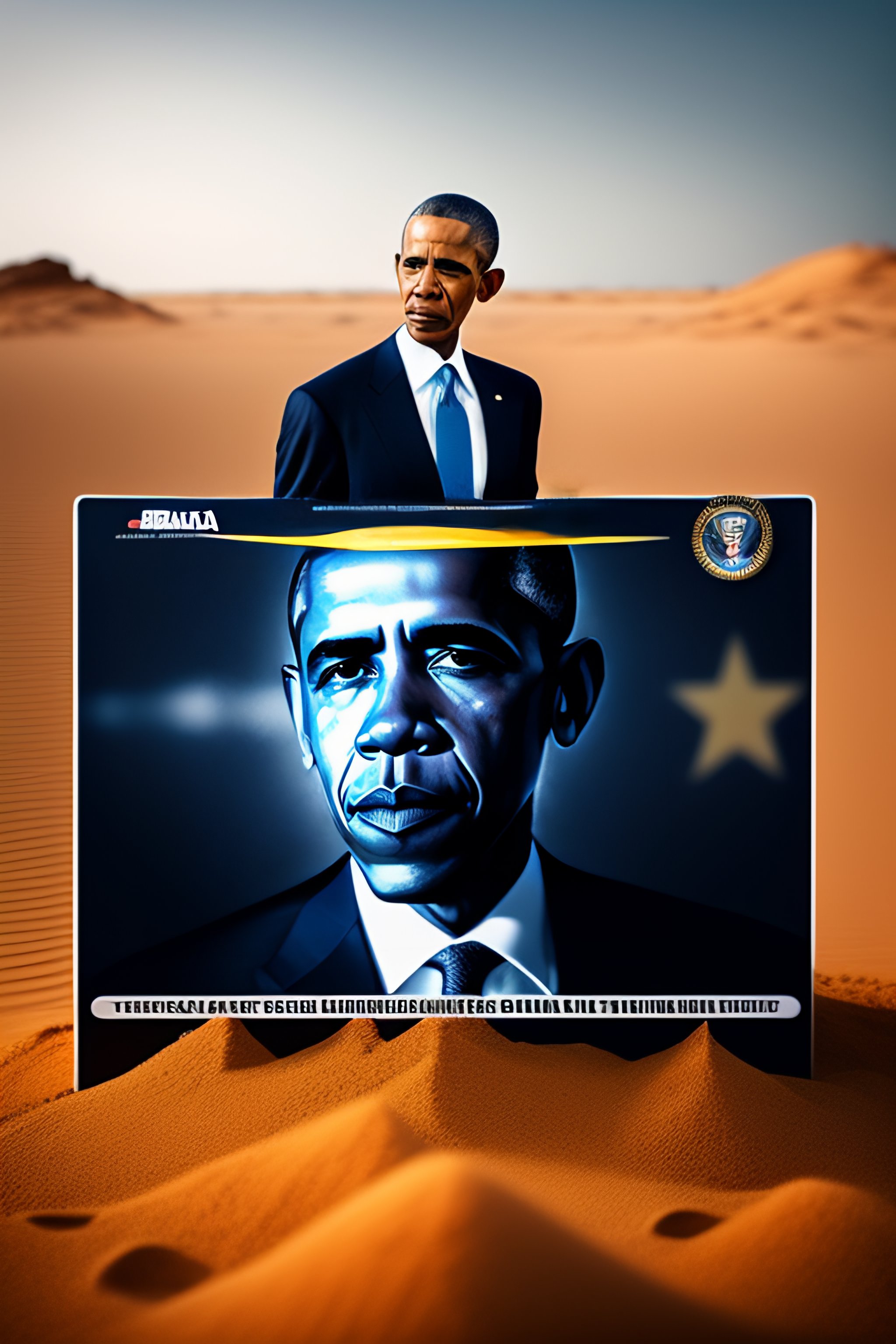 Lexica - Barack Obama on the sand