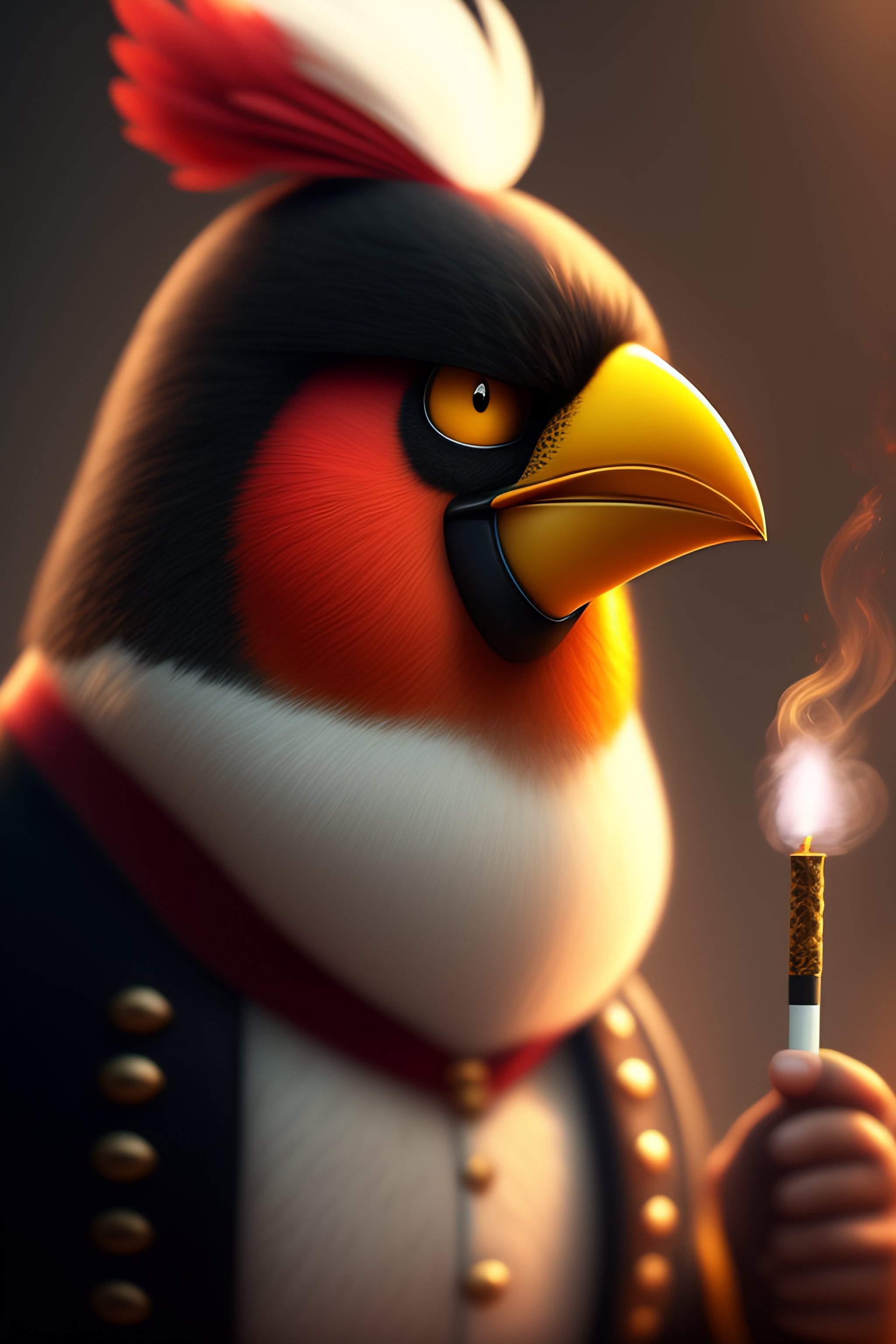 Lexica - Angry bird in family, beard, cigarette, ultradetailed ...
