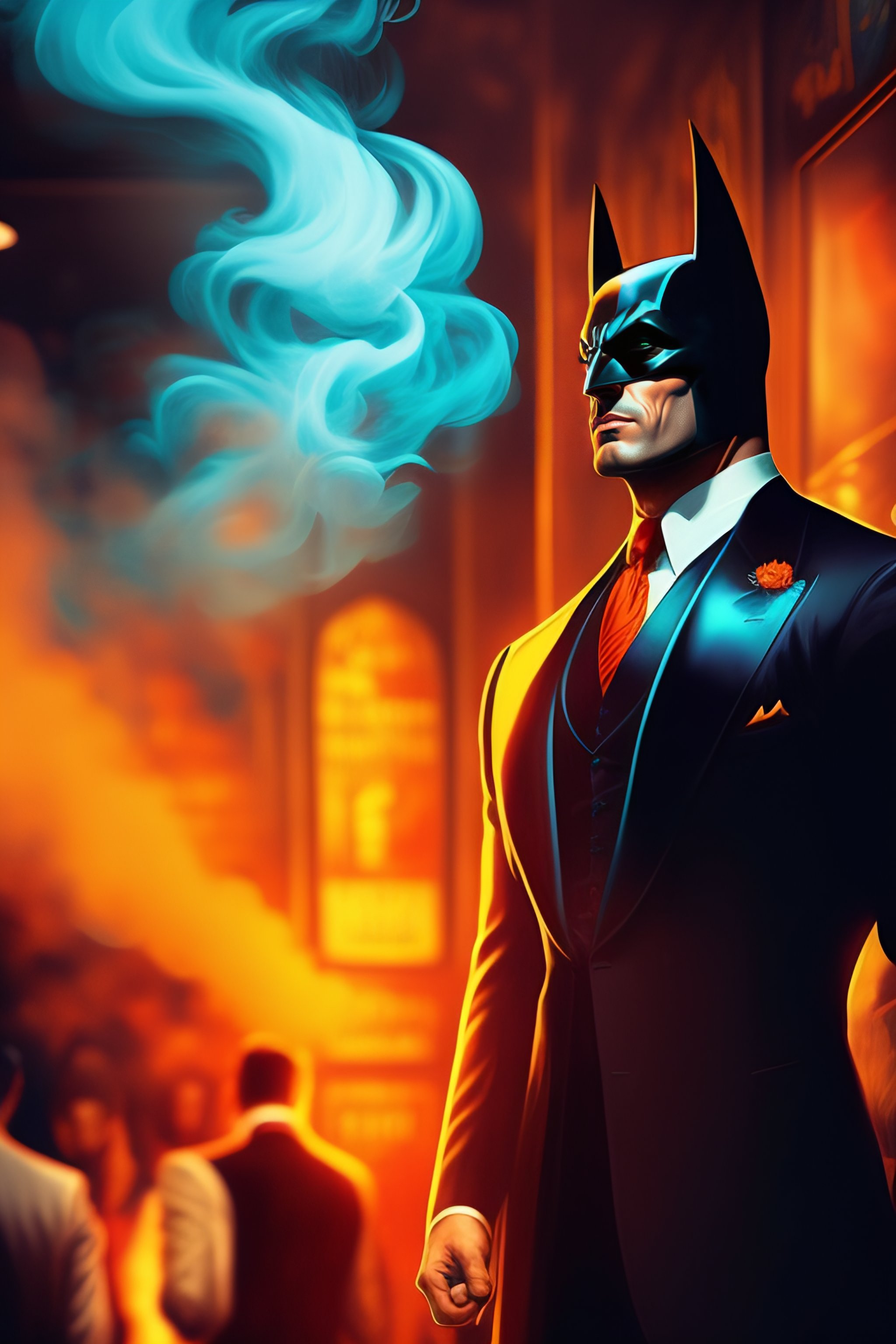 Lexica - Batman inside a vintage bar in 1920s,black batman suit,mafia ...