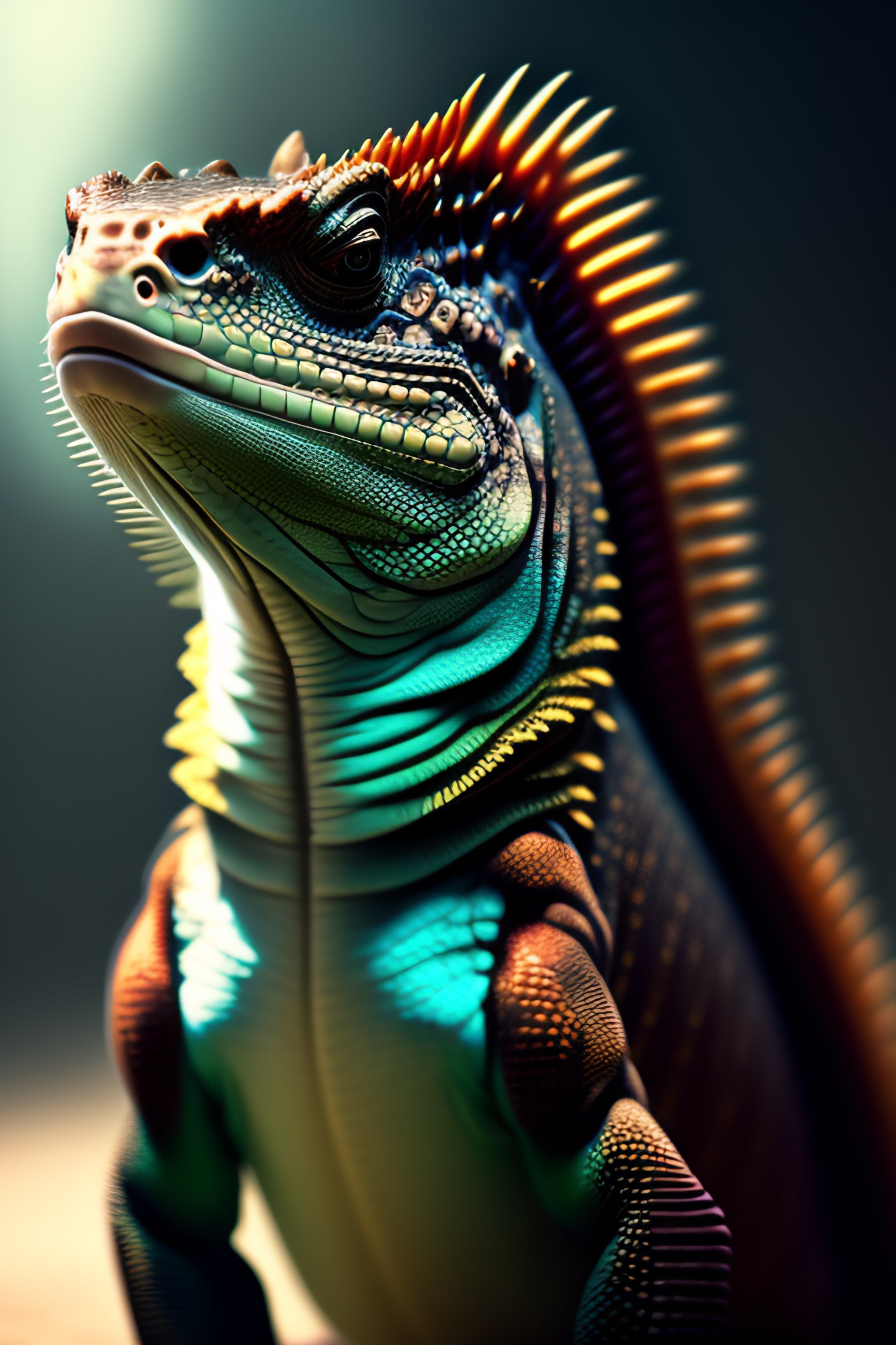 Lexica - Cool ronin iguana in a futuristic saloon