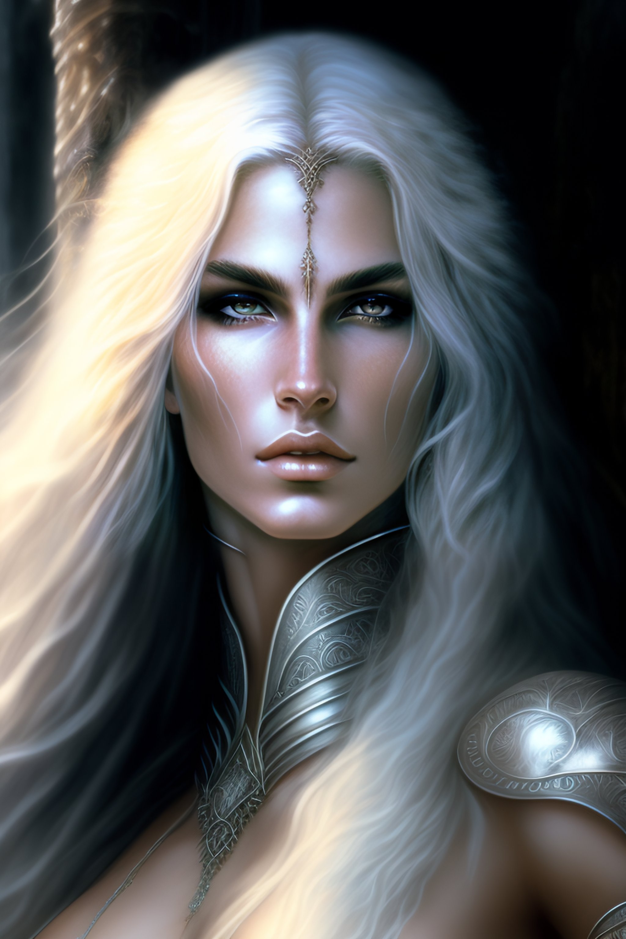 Lexica - Godess with long white hair, art by luis royo, sorcerer ...