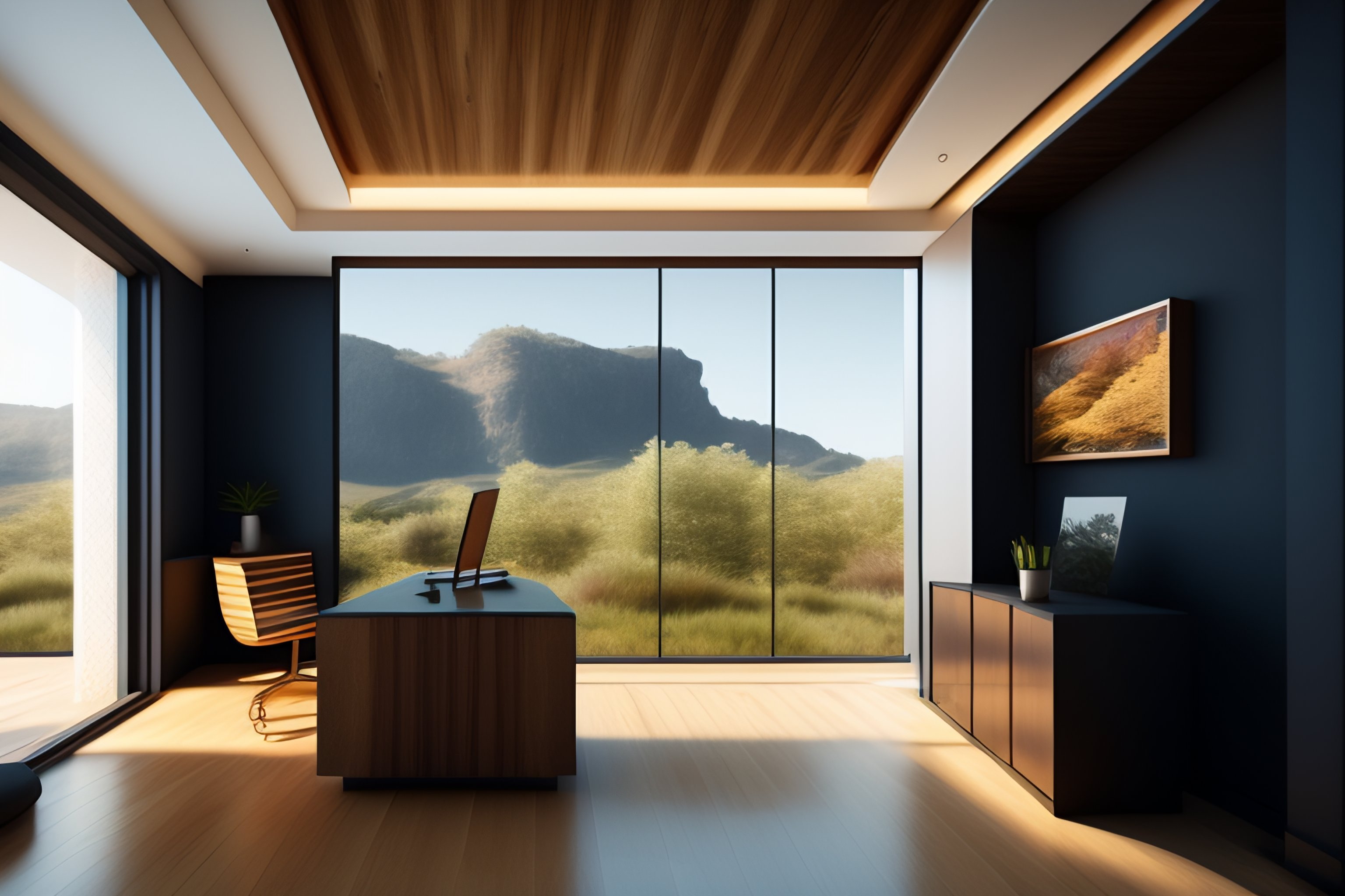 Lexica - Futuristic home office interior photorealistic archviz ...