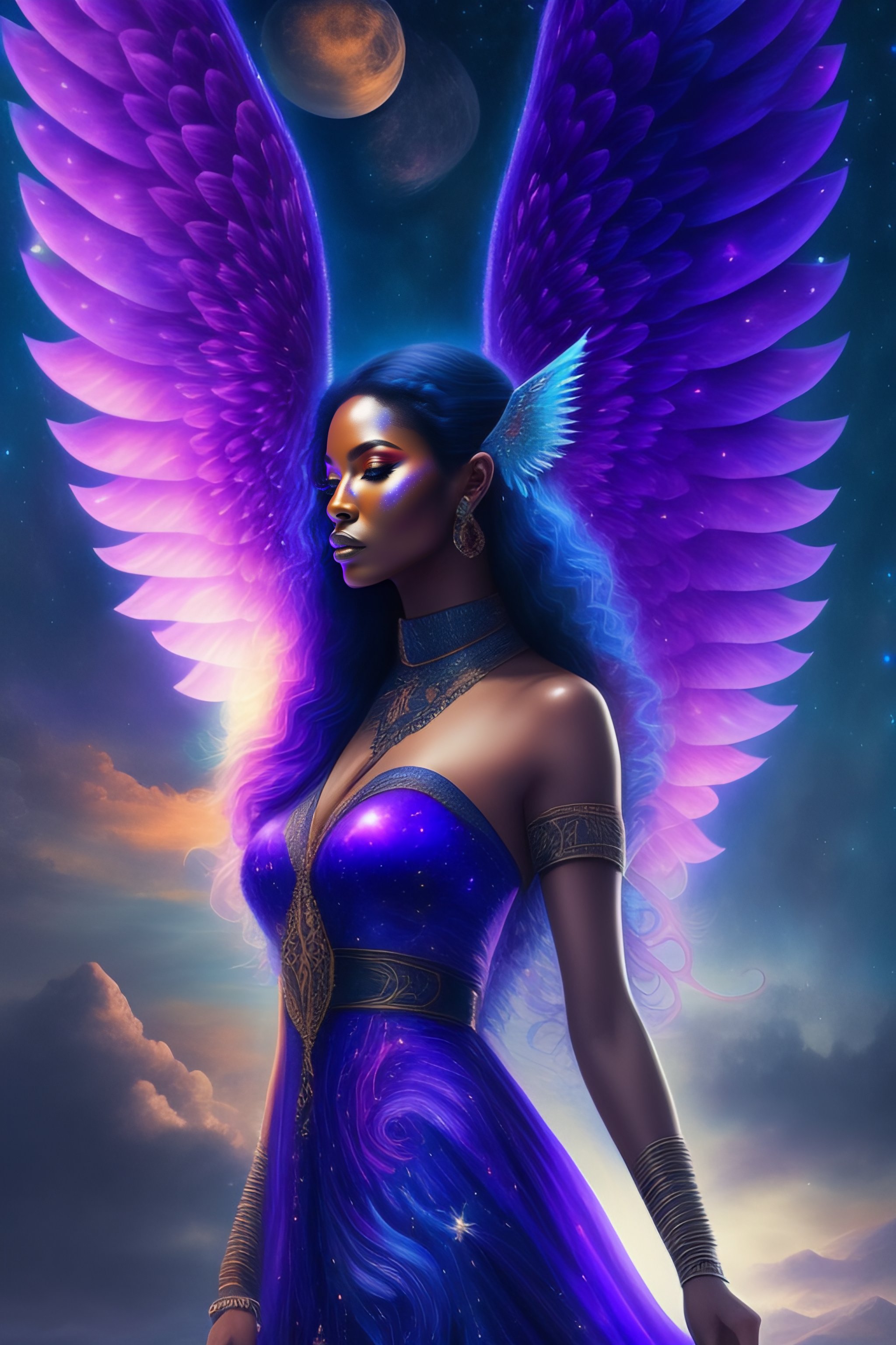 Lexica - The goddess wears a dress of infinite stars, a blue, indigo ...