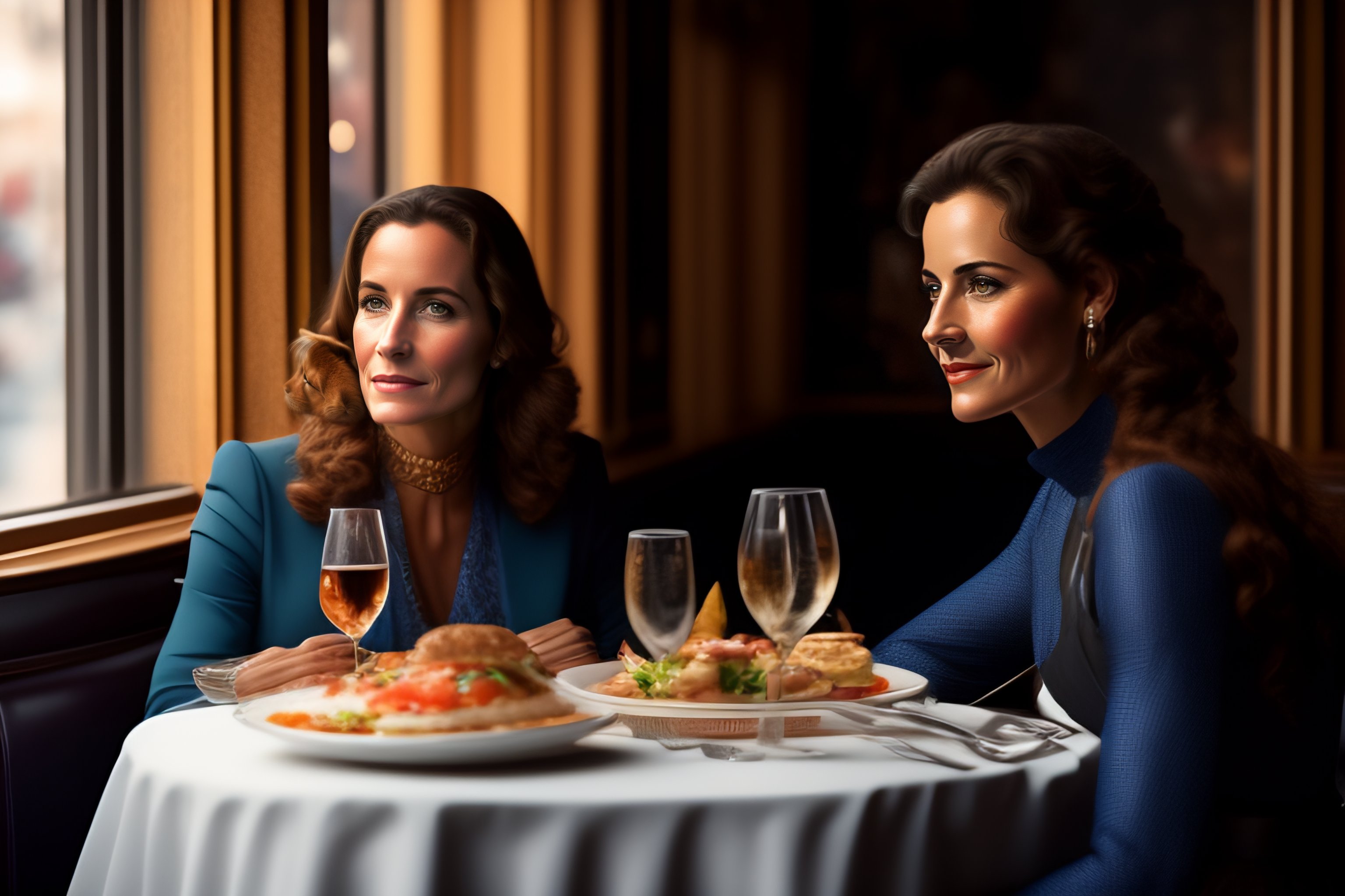 Lexica - Clara Campoamor and Victoria Kent dining in a restaurant ...