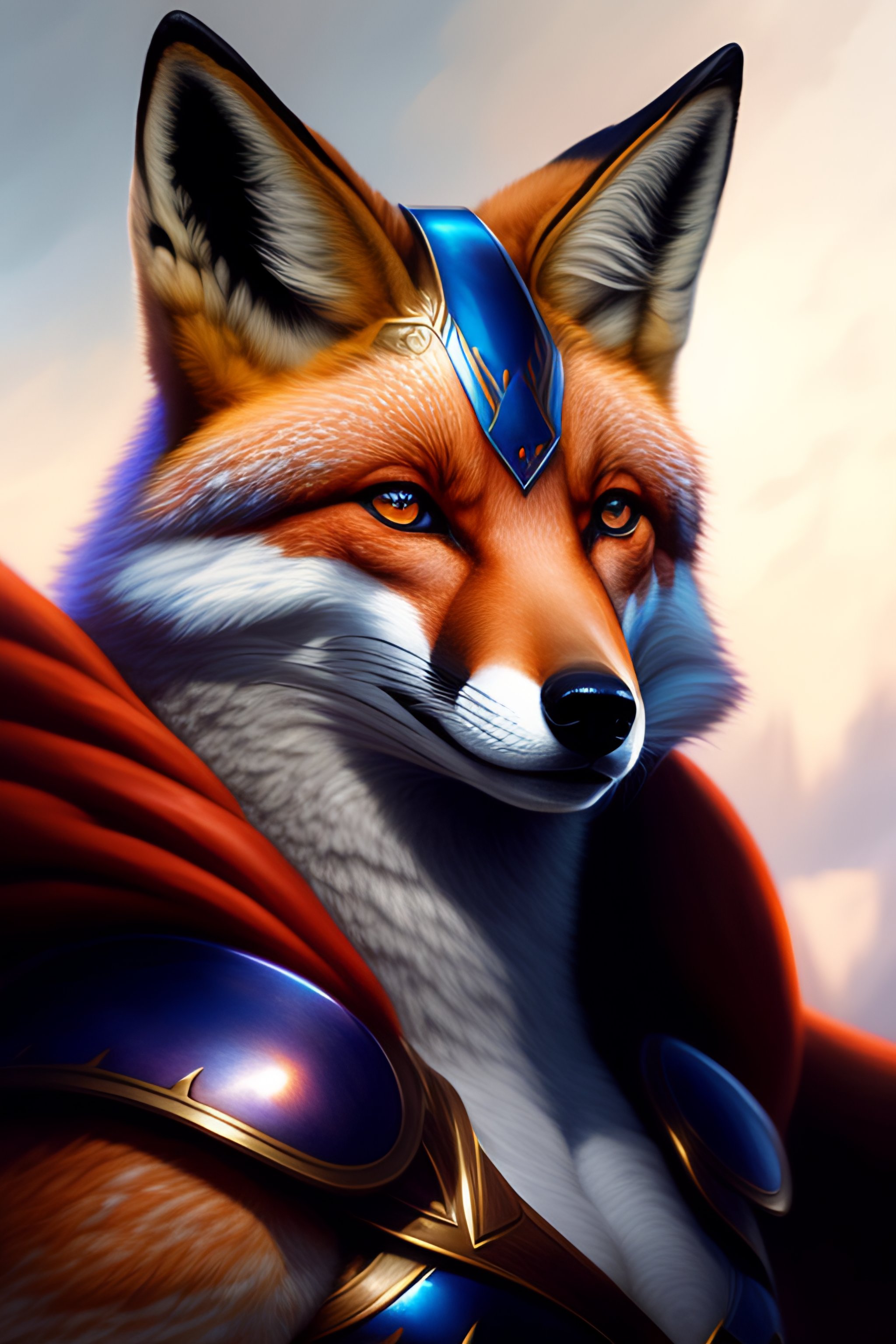 Lexica - Fox as thor, realistic portrait, symmetrical, highly detailed ...