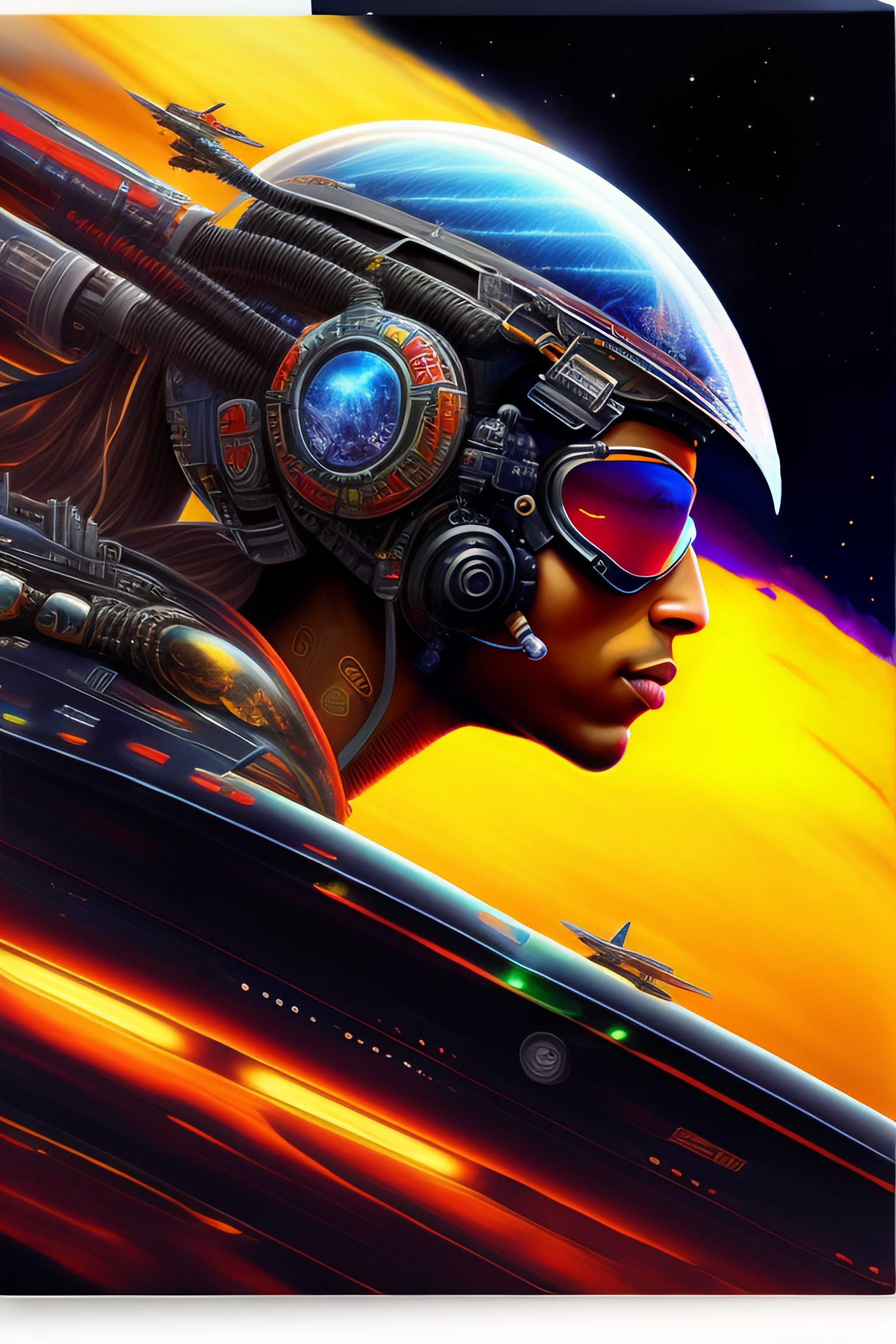 Lexica - Cyborg pilot man wired to commands, detailed maximalist ...