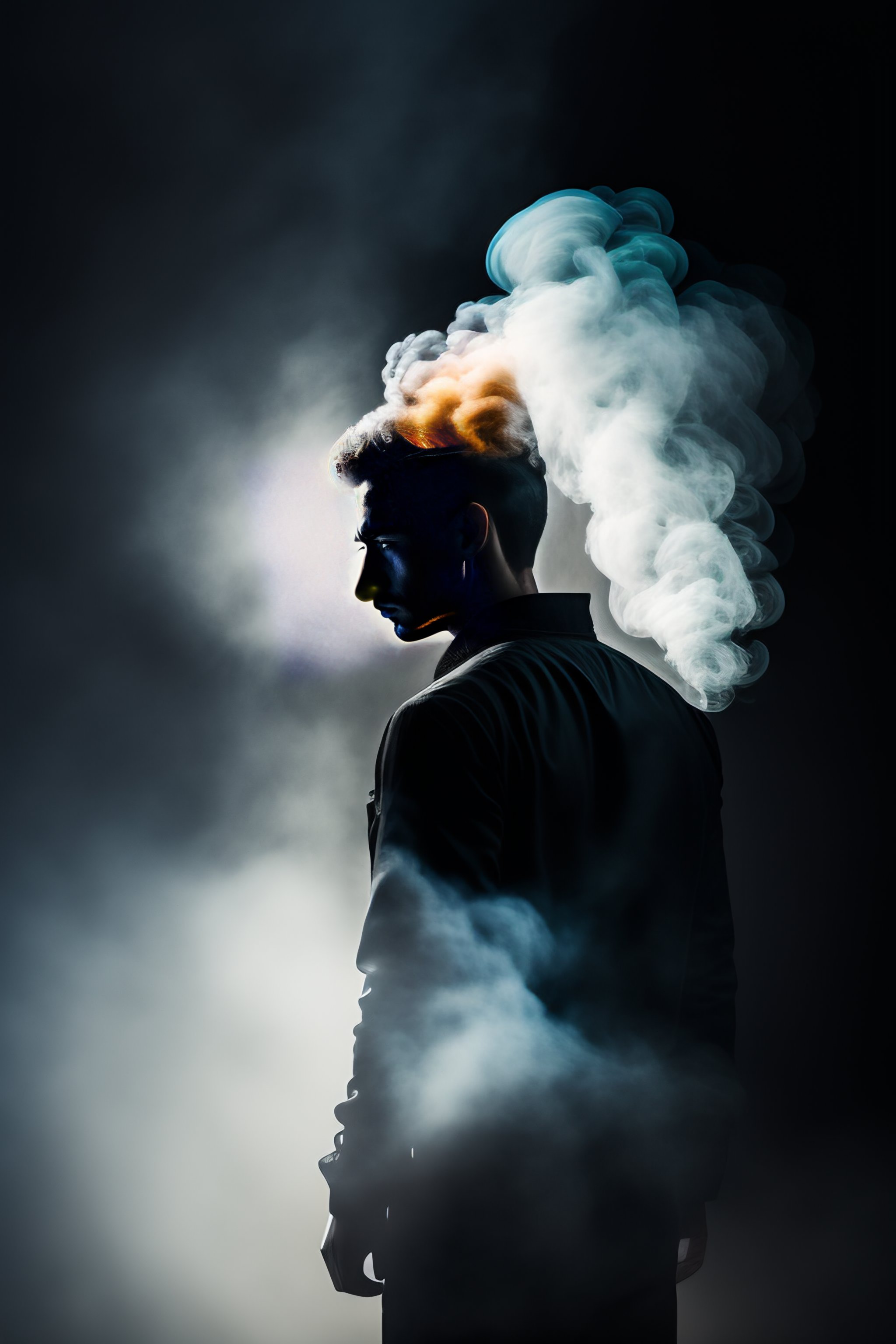 Lexica - Dark and other side a man is coming with smoke from his body ...