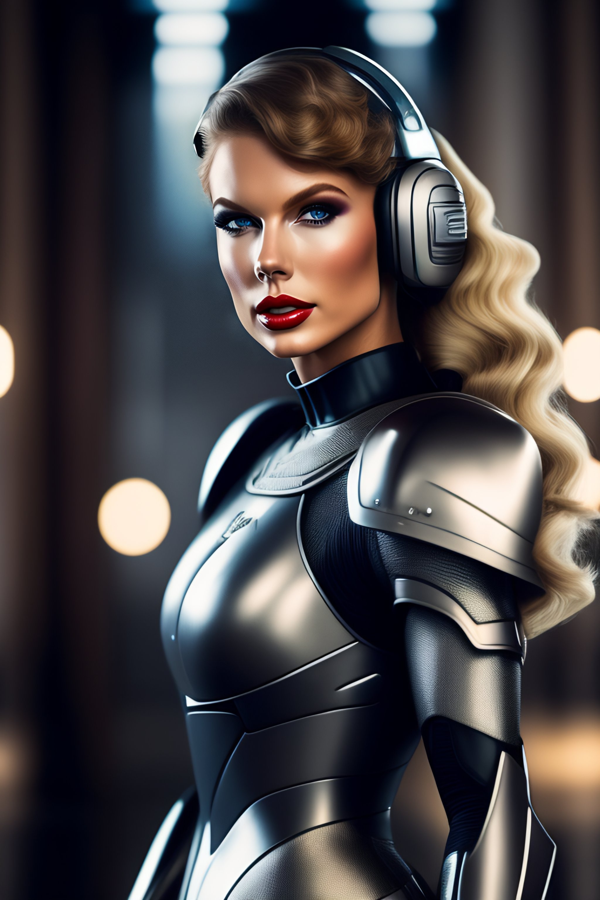 Lexica - Taylor swift as robocop with helmet, a character side portrait ...