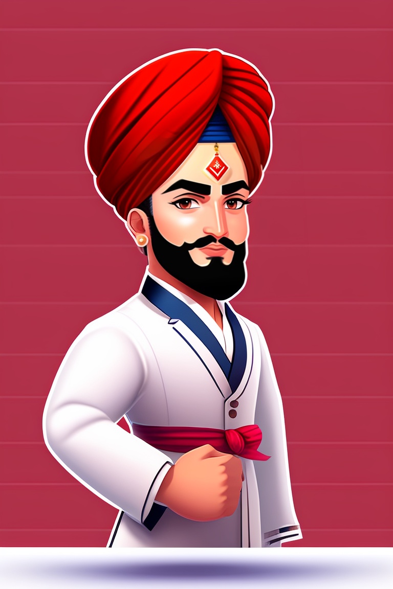 Lexica - Design an AI avatar of a Punjabi boy age 35 wearing red turban ...