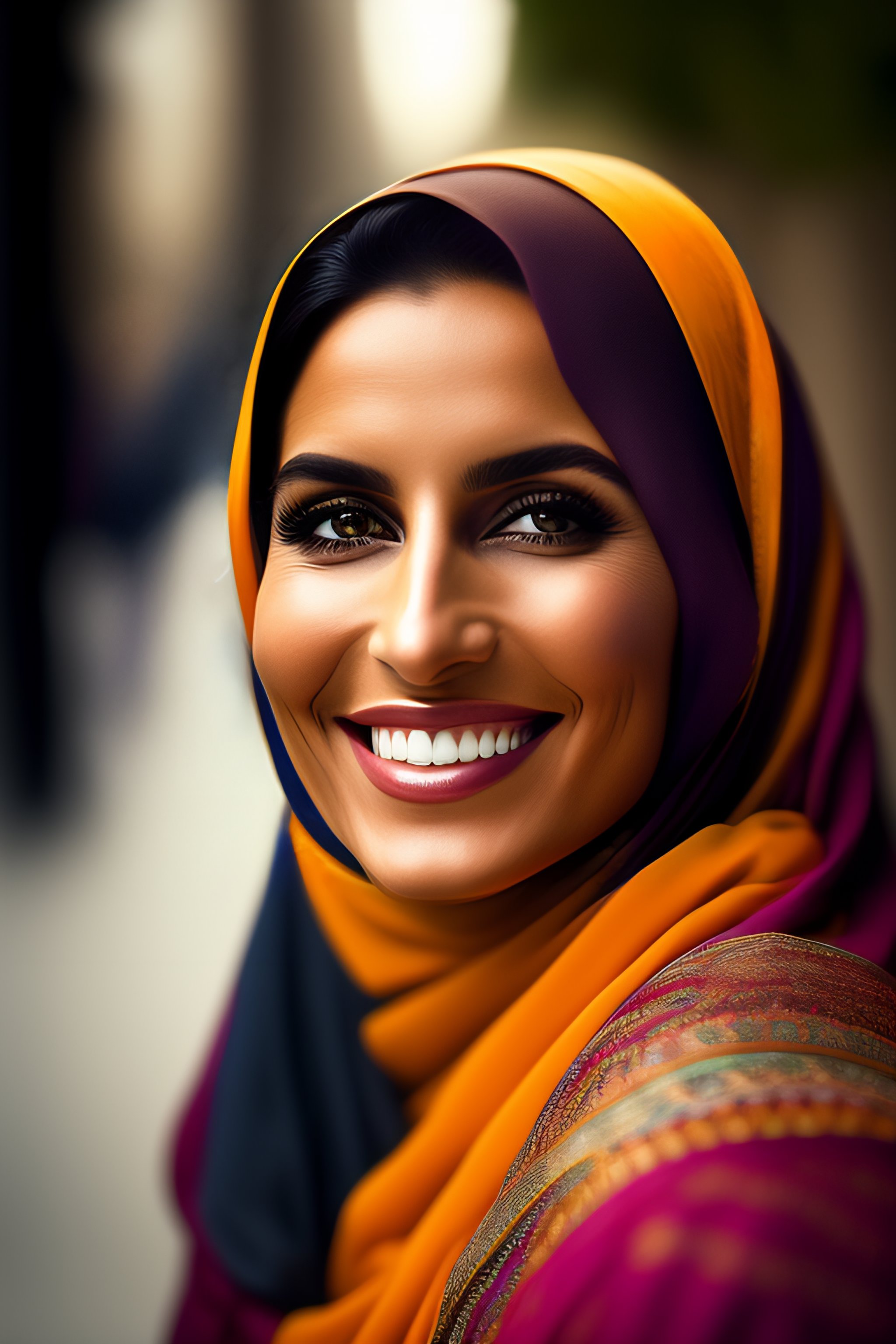 Lexica - Outdoor photography of a happy, modern saudi-arabian beautiful ...