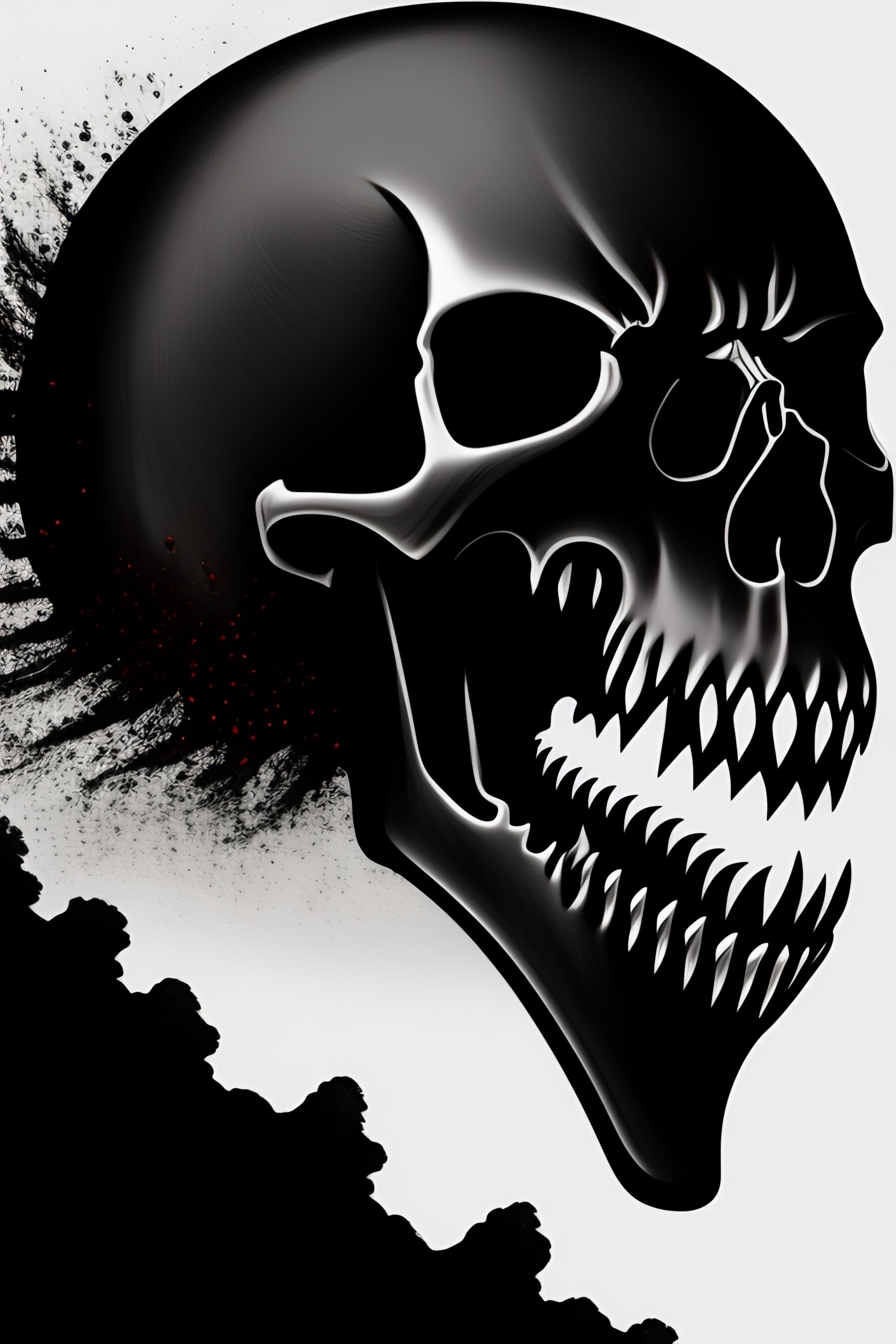 Lexica - Skull, screaming, black background, berserk, Kentaro Miura ...