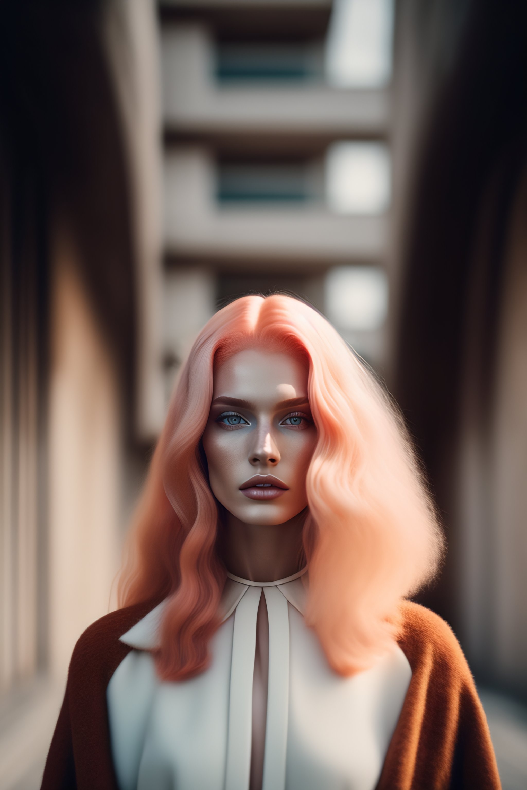 Lexica - Portrait of haute couture beautiful albino fashion model with ...