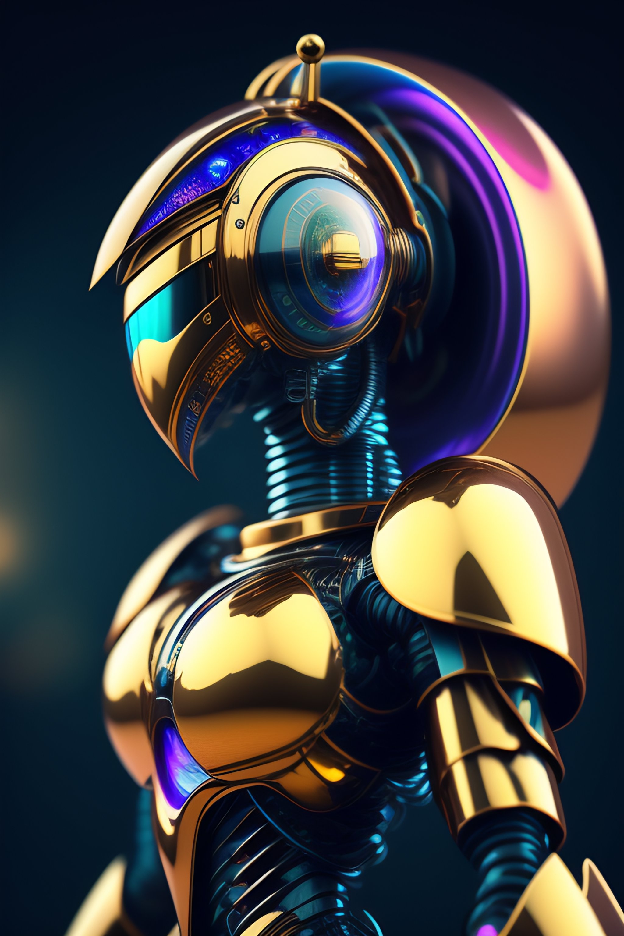 Lexica - Techno magic robot, side portrait, realistic, half body shot ...