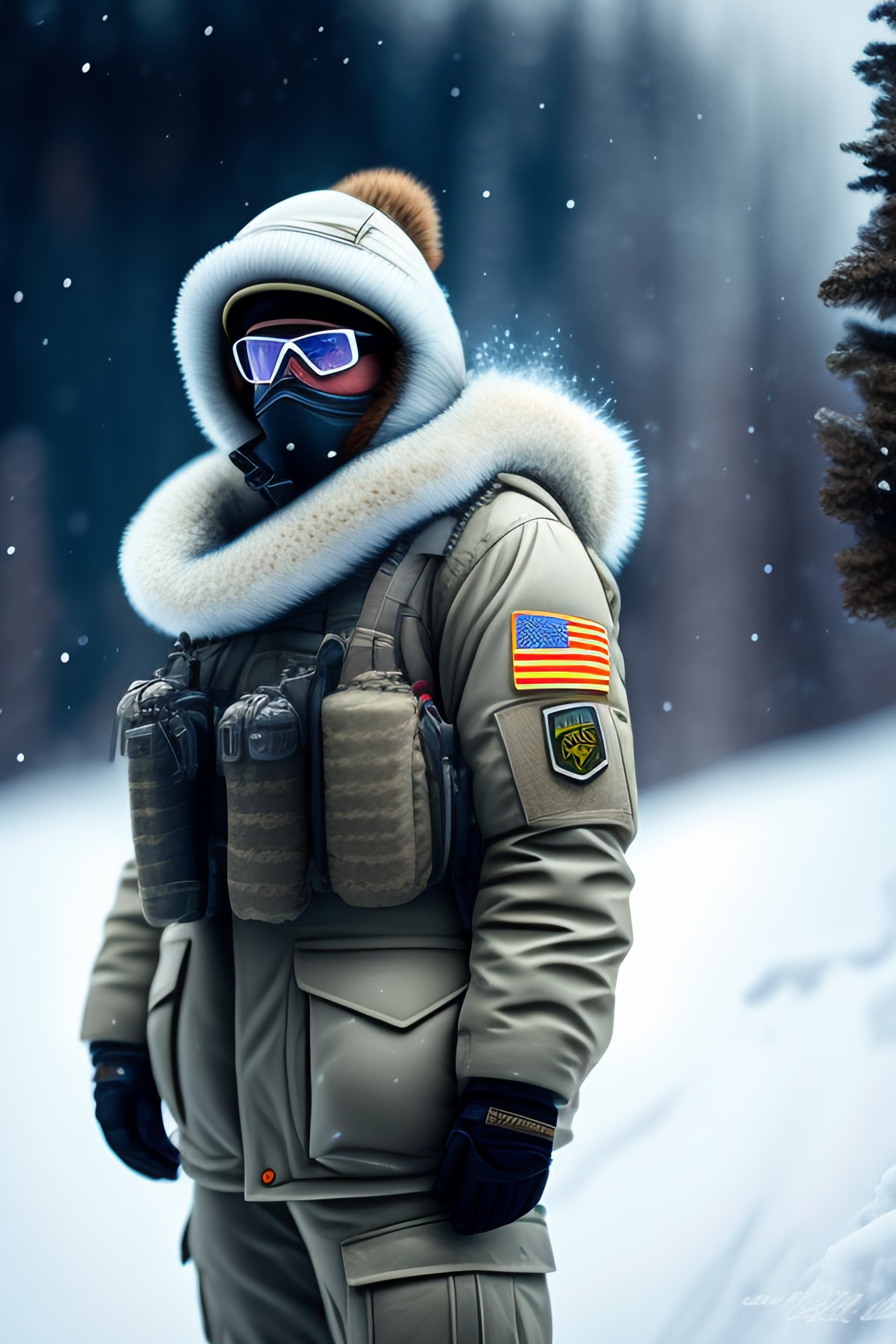 Lexica - Special ops soldier in white shell, winter, cold, blizzard ...