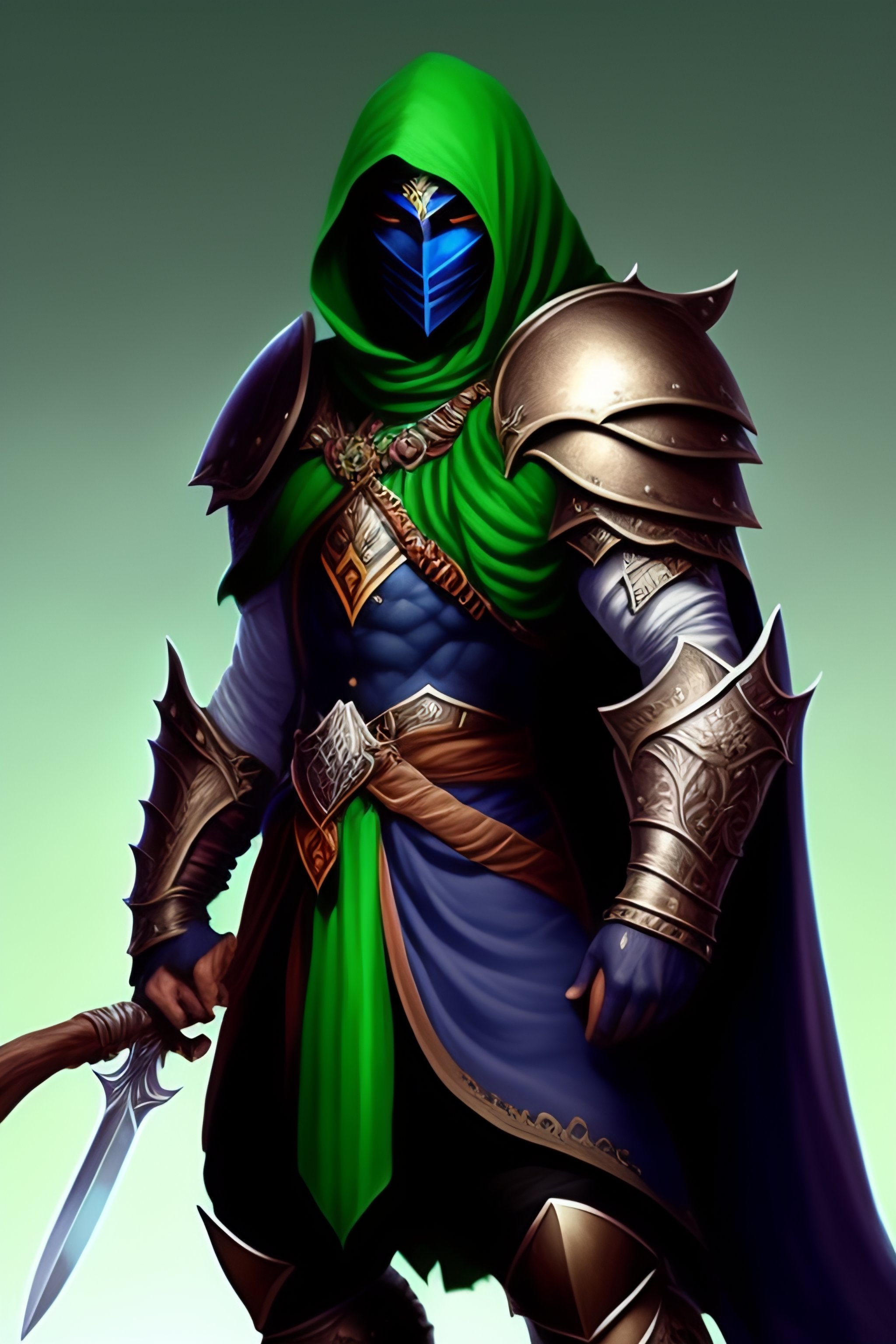 Lexica - Half-drow male good warrior Green eyes and basic mail armor ...