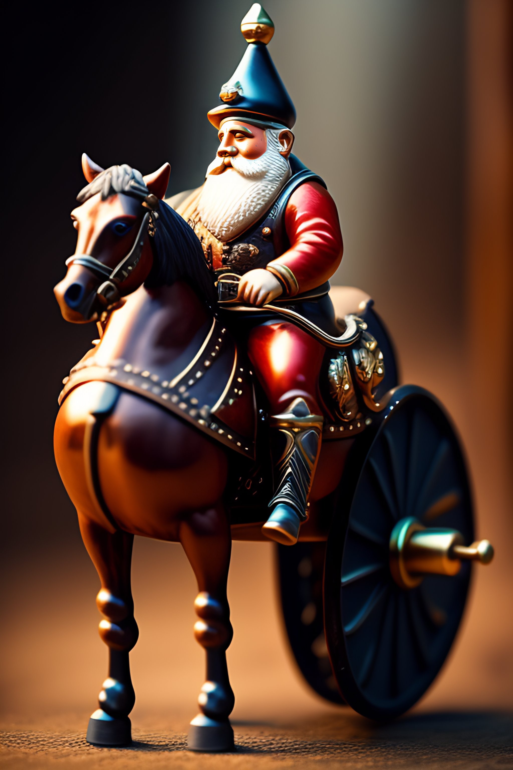 Lexica - Mechanical clockwork gnome riding a tin horse