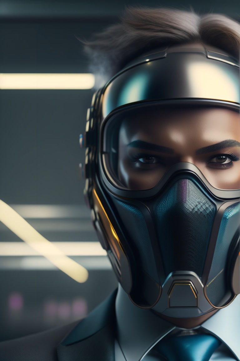 Lexica - Cybernetic mask made out of glass,seated and working in an big ...