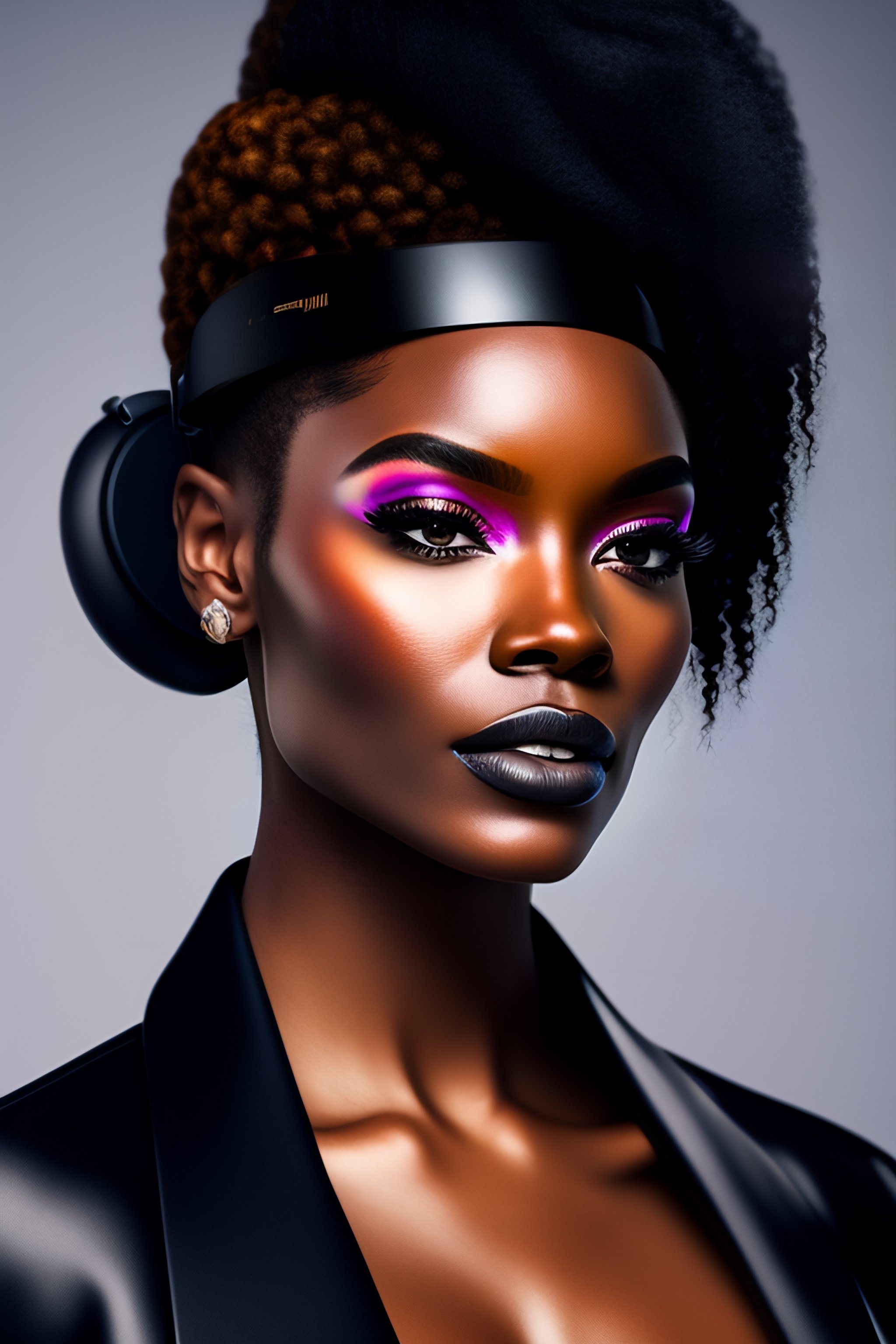 Lexica - Futuristic black model with innovative oculus headset - deco ...