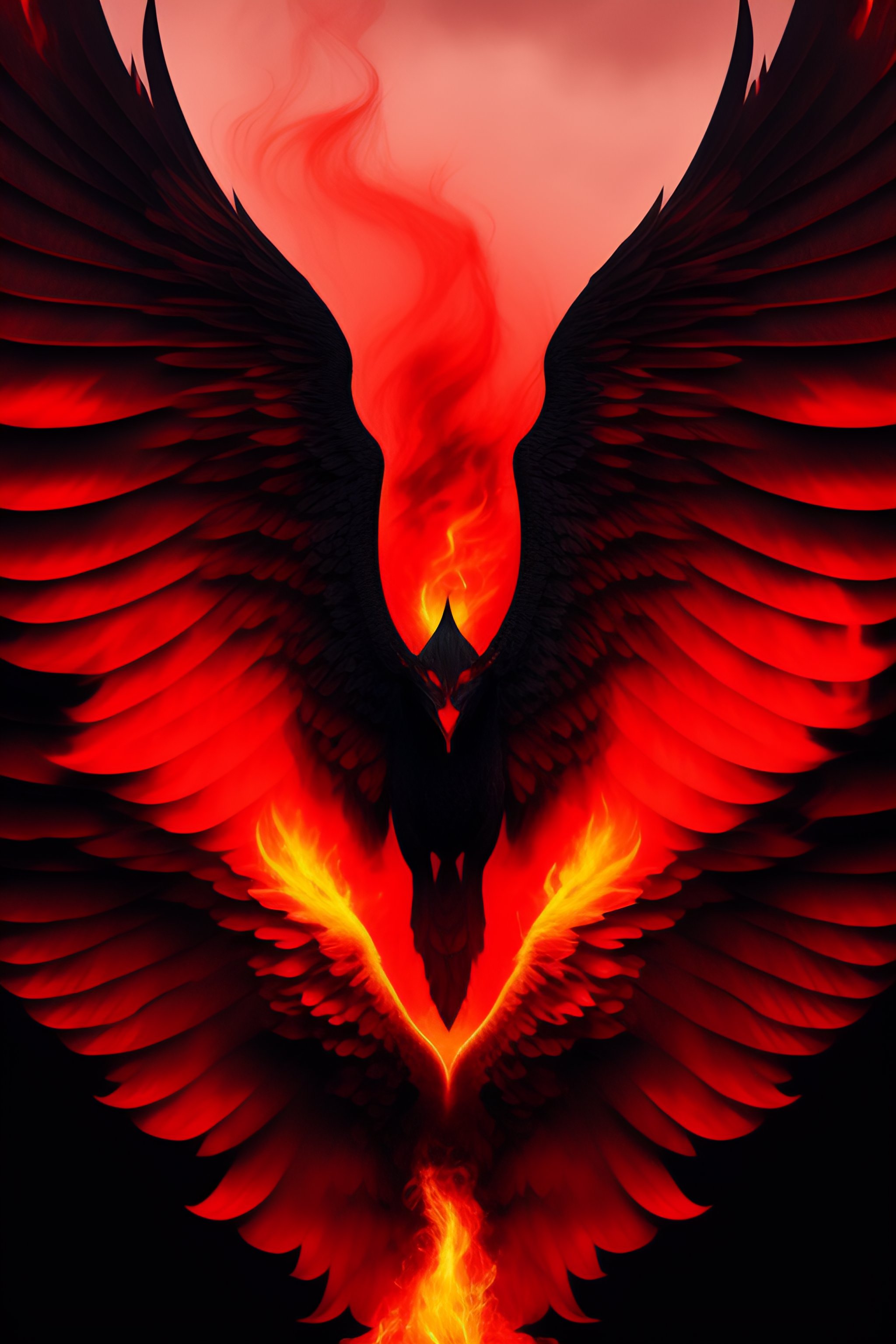 Lexica - Angels of wrath and anger made of black a red fire, one wing ...