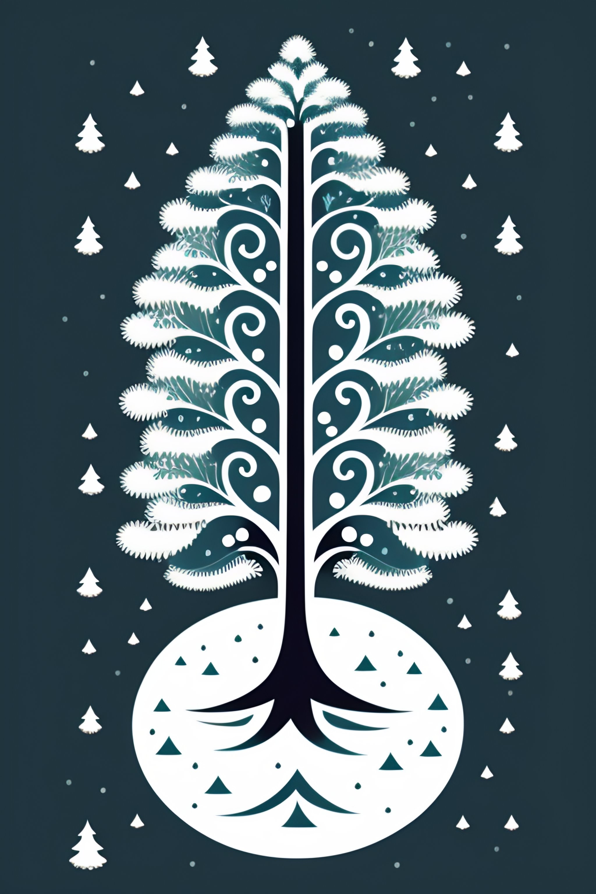 Lexica - Doodle Scandinavian winter tree, sticker - art, svg vector ...