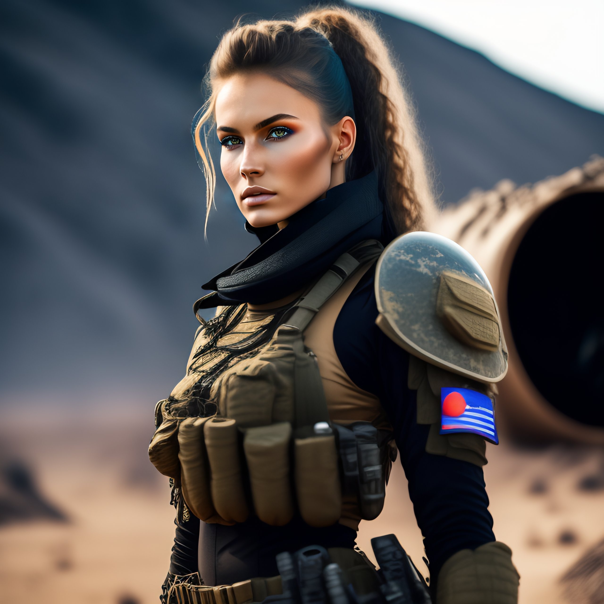 Lexica - A cyber beautiful Russian girl warrior in a burnt land ...