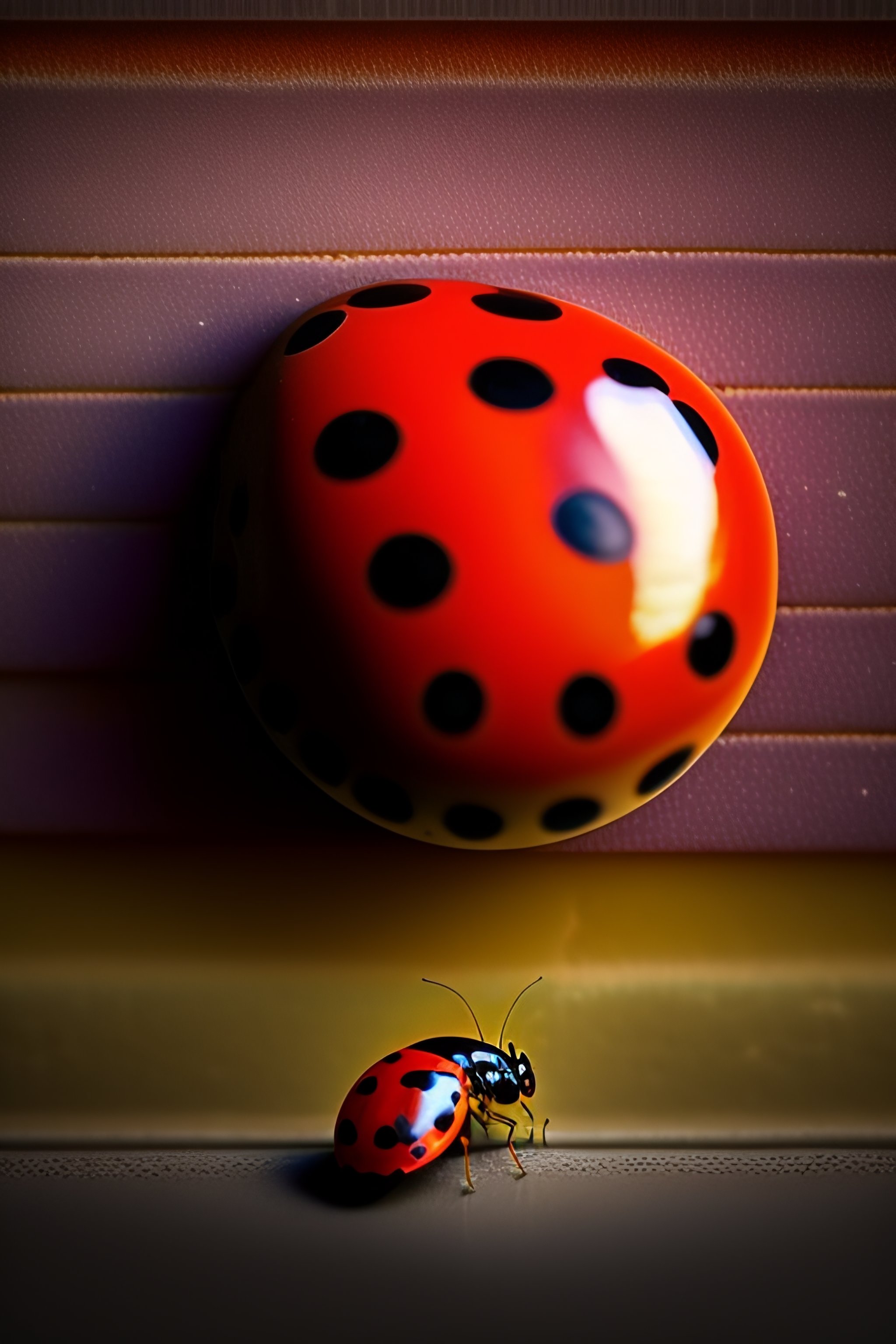 Lexica - Ladybug crawls on the wall easily and carefree her short life ...