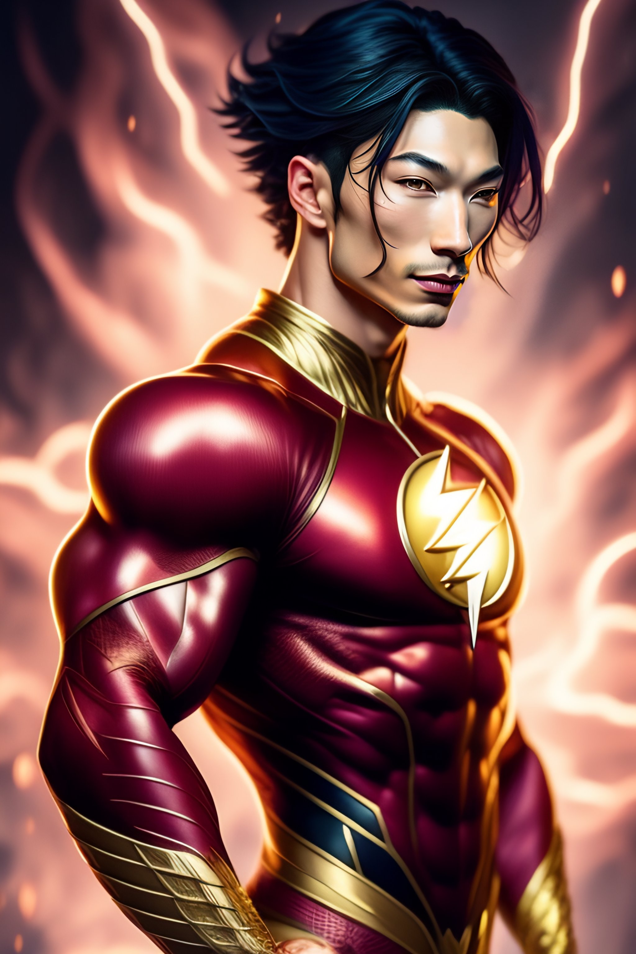Lexica - Full body potrait of ezra miller as super muscular flash anime ...