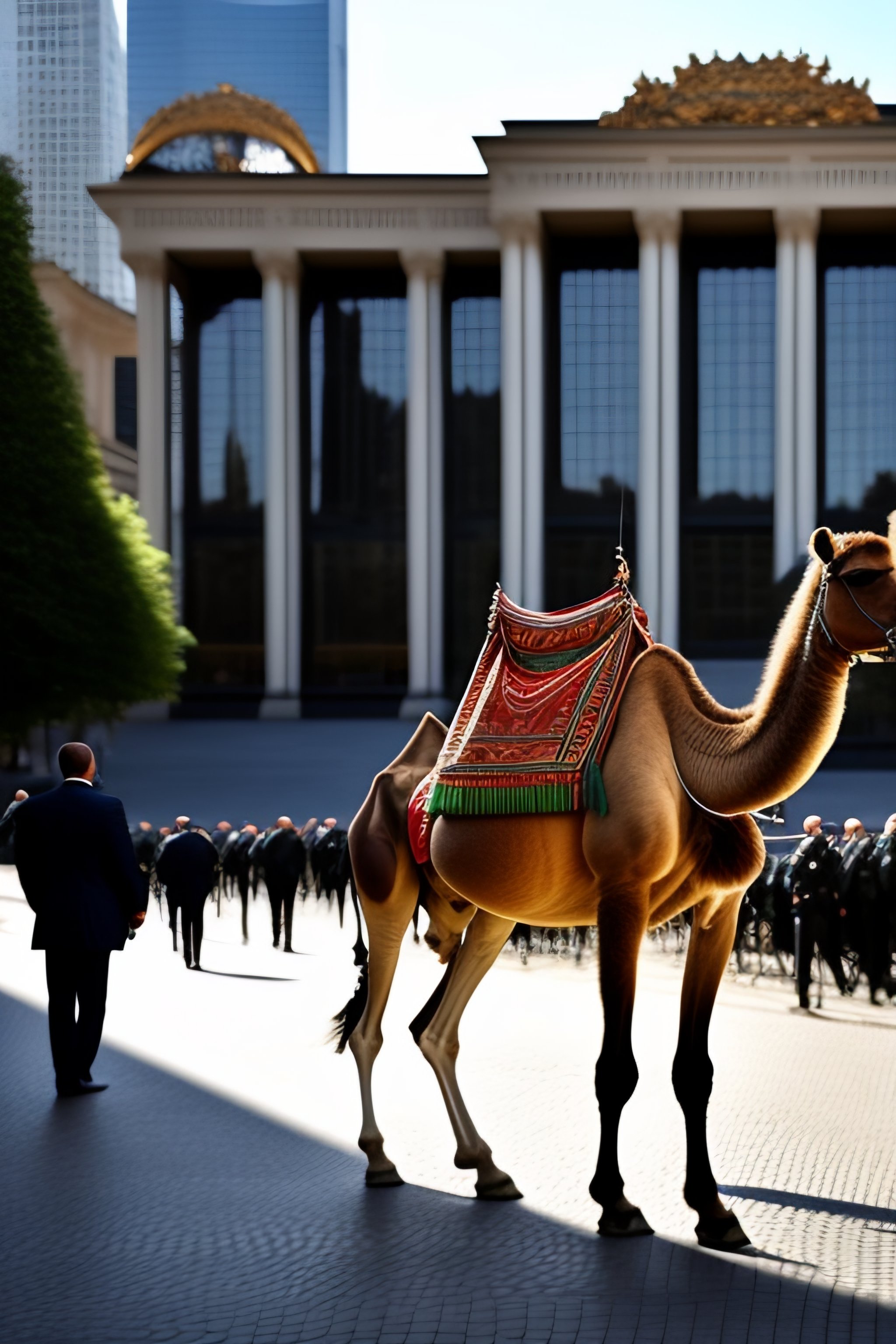Lexica - A camel is walking on the place in front of the alte oper in ...