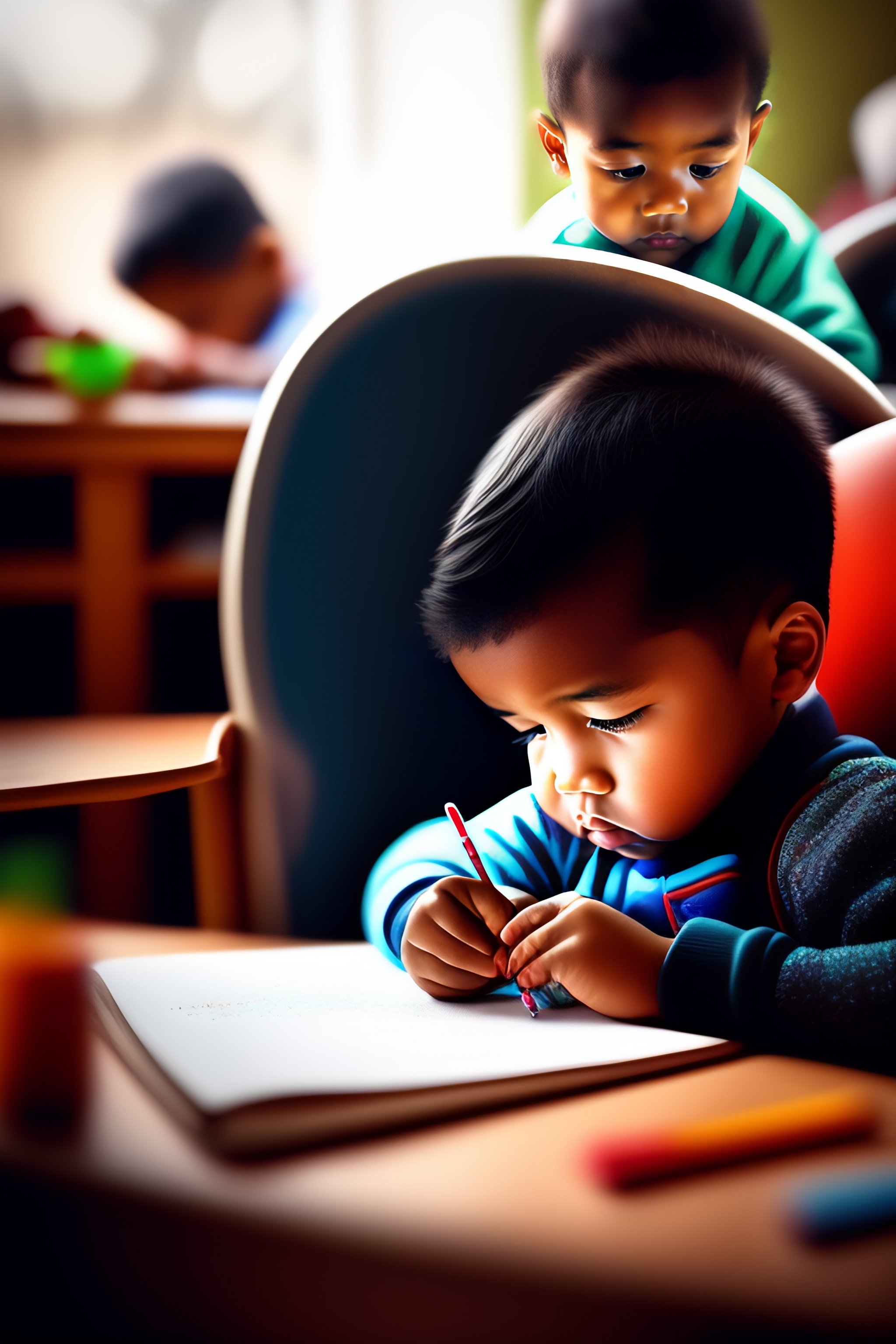 Lexica - Potrait of a creche kid writing