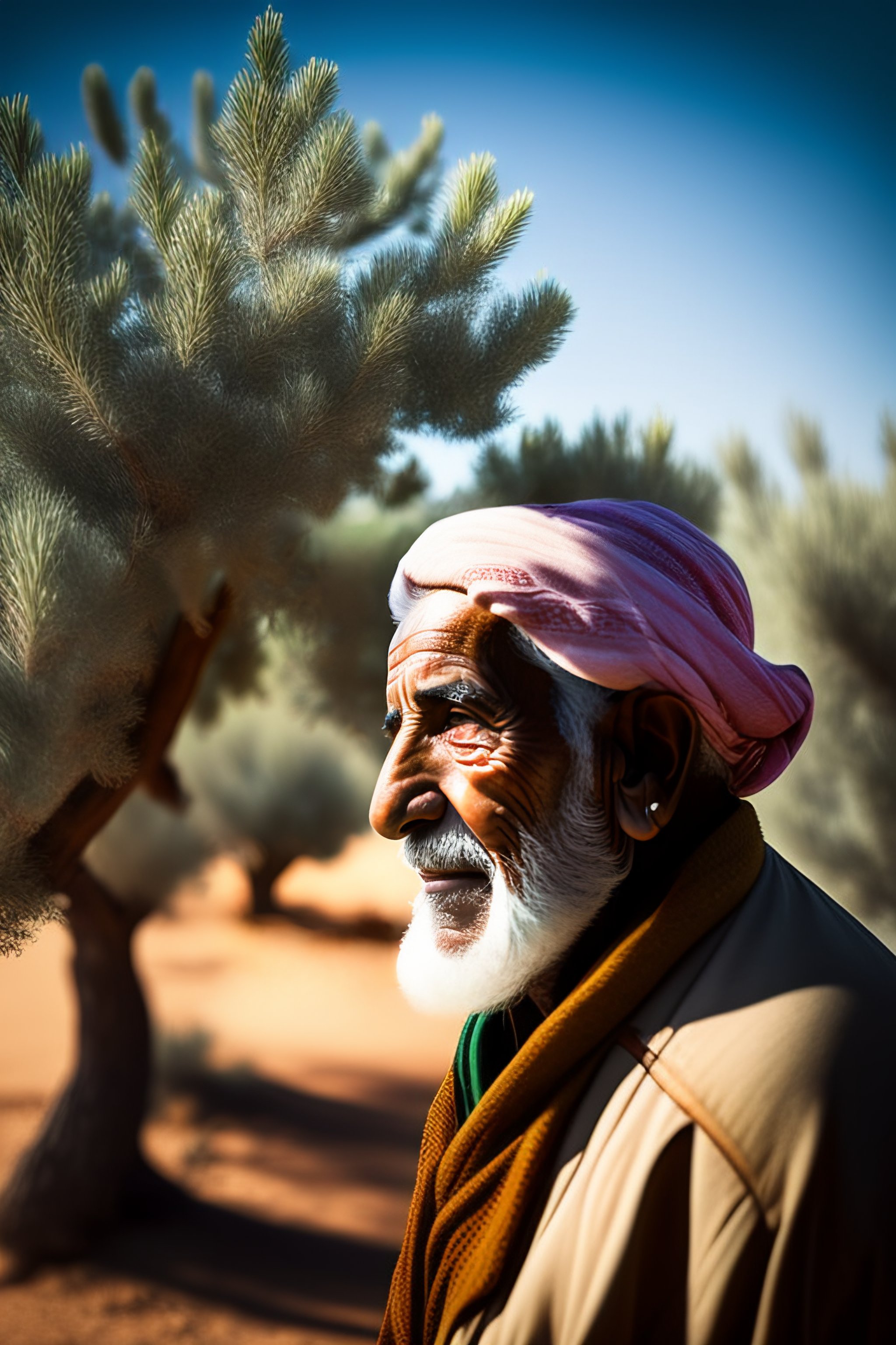 Lexica - Portrait of a Palestinian old man in the olive trees
