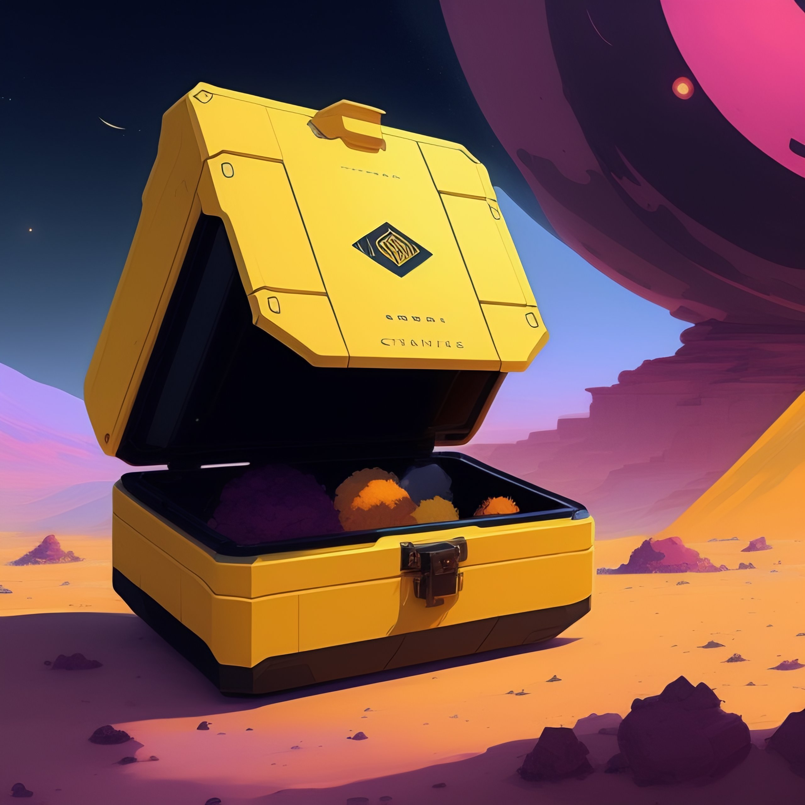 Lexica - A small space operator military box full of stone crystals, by ...