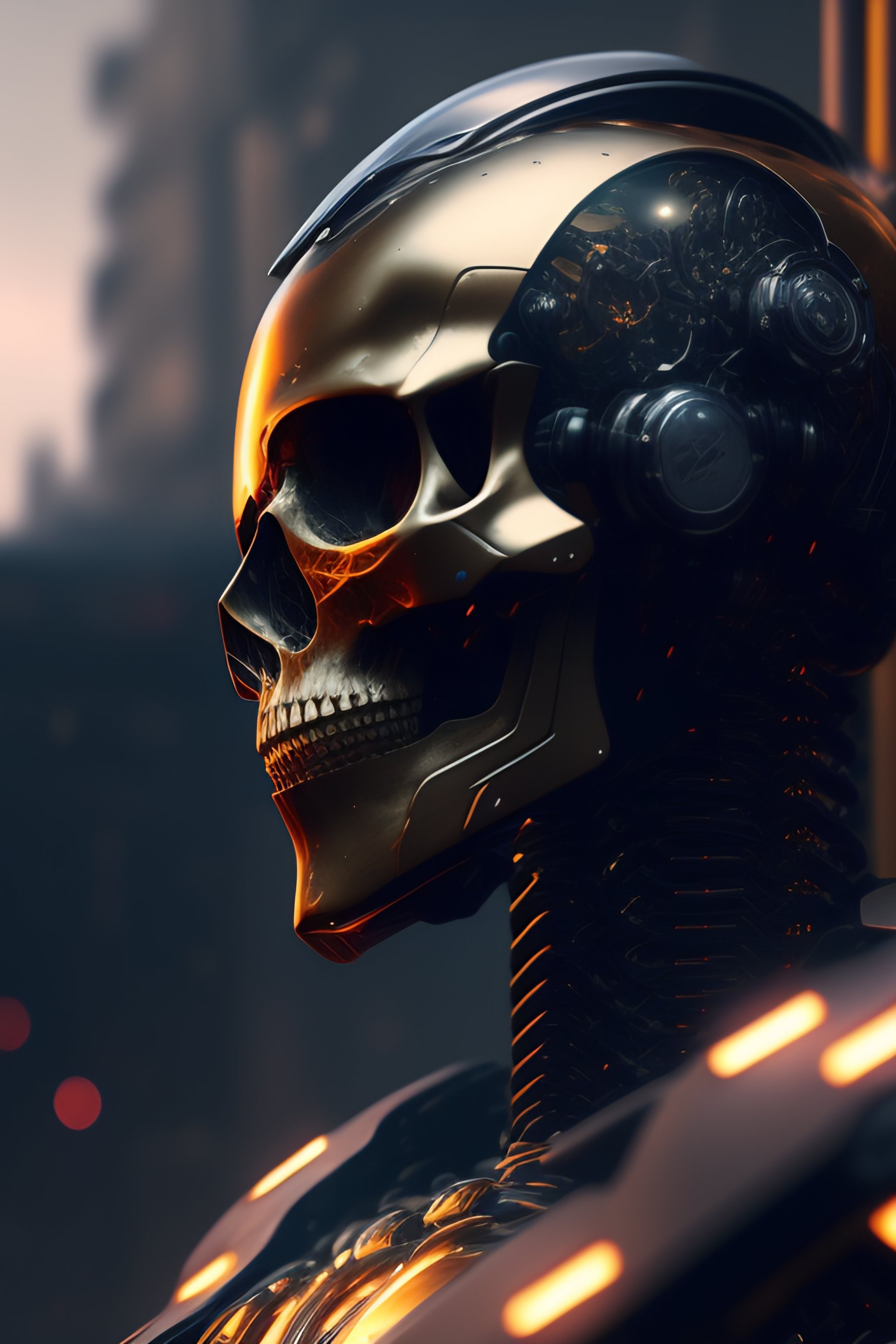 Lexica - Skeleton with cybernetic enhancements with some flesh as seen ...