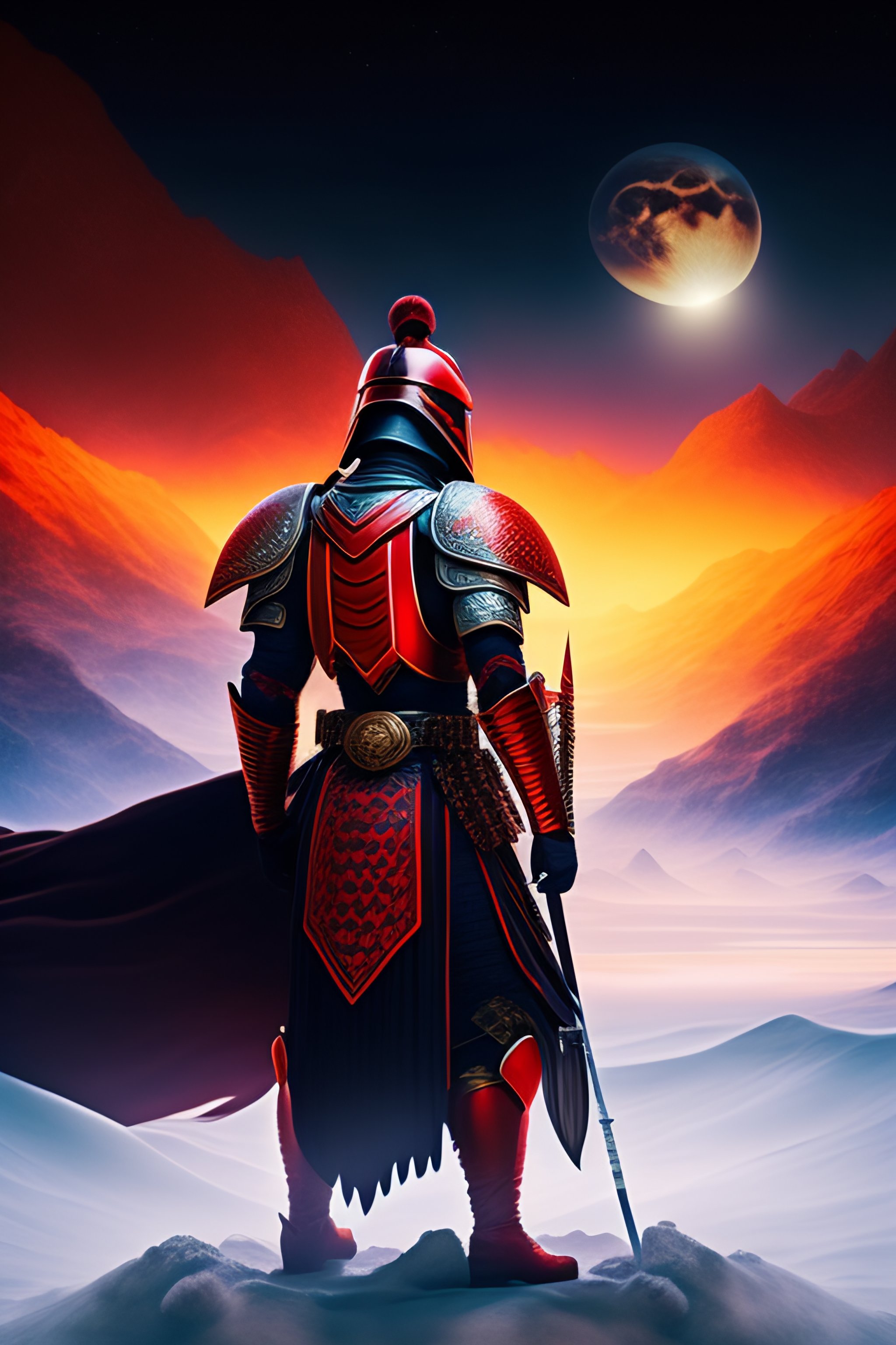 Lexica - Red stormtrooper as powerful shogun warrior, red eyes, wearing ...