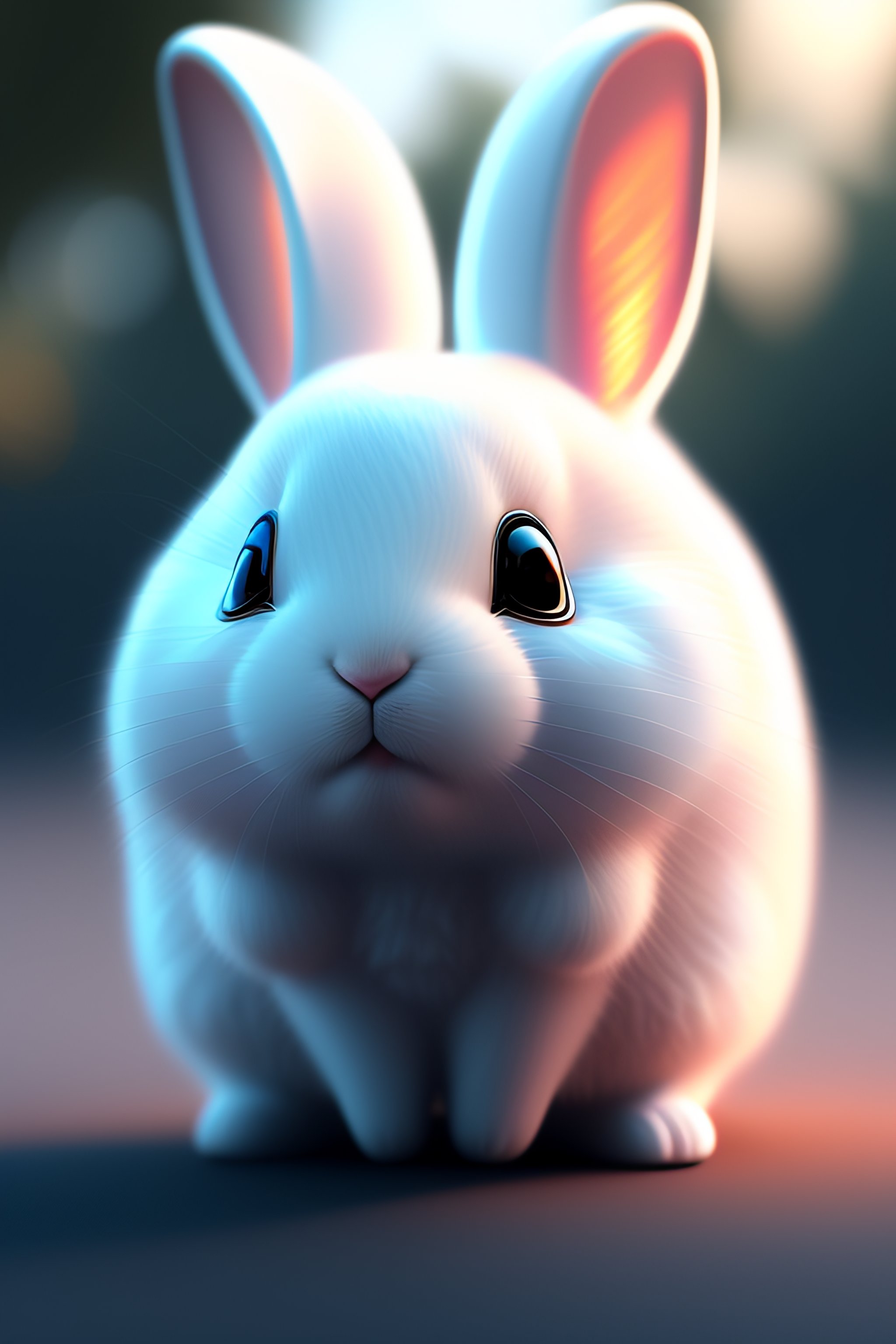 Lexica - A cute adorable baby white rabbit made of crystal ball with ...