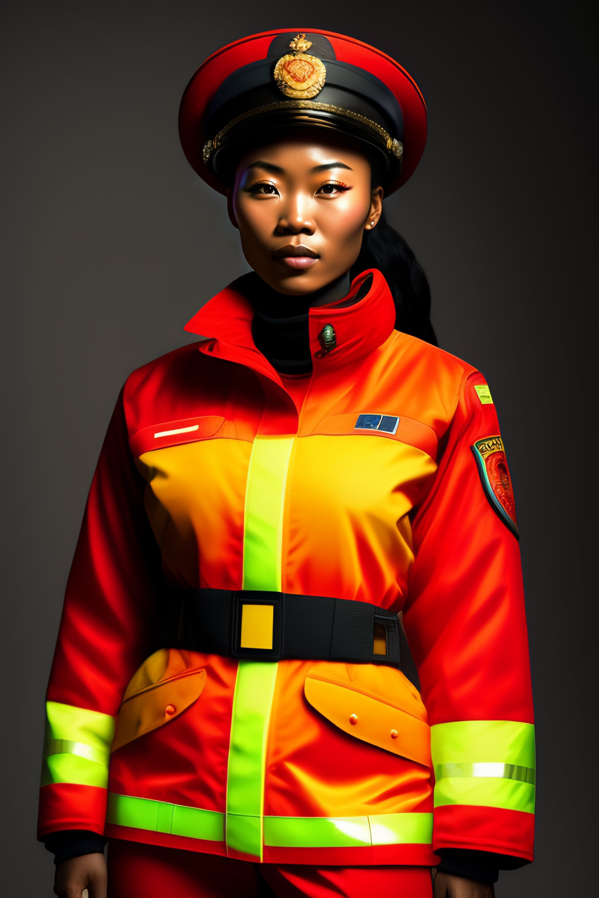 Lexica - A black chinese girl firefighter